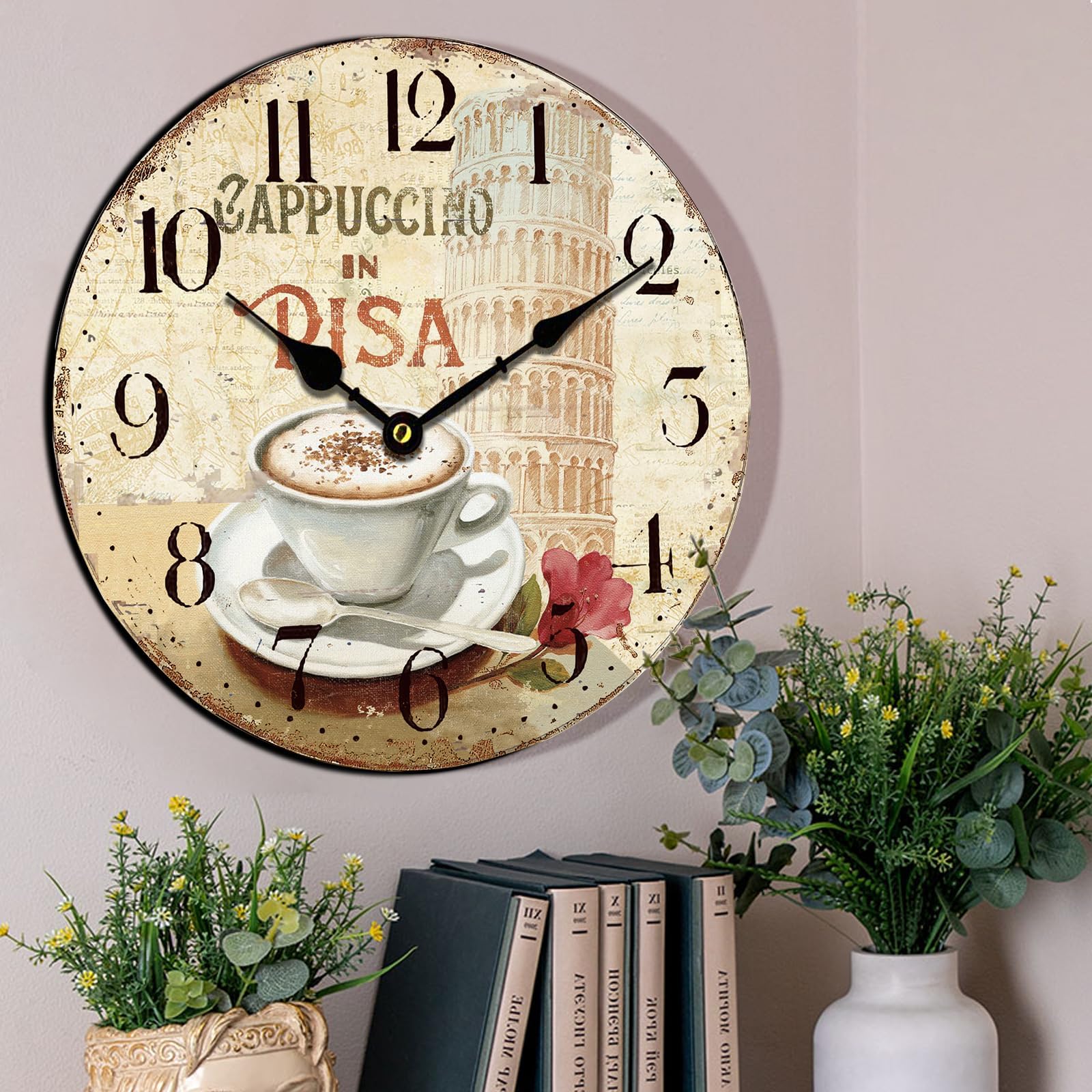 Amazon.com: HQF Wall Clock,14" Italian Wall Clocks Coffee & Torre di ...