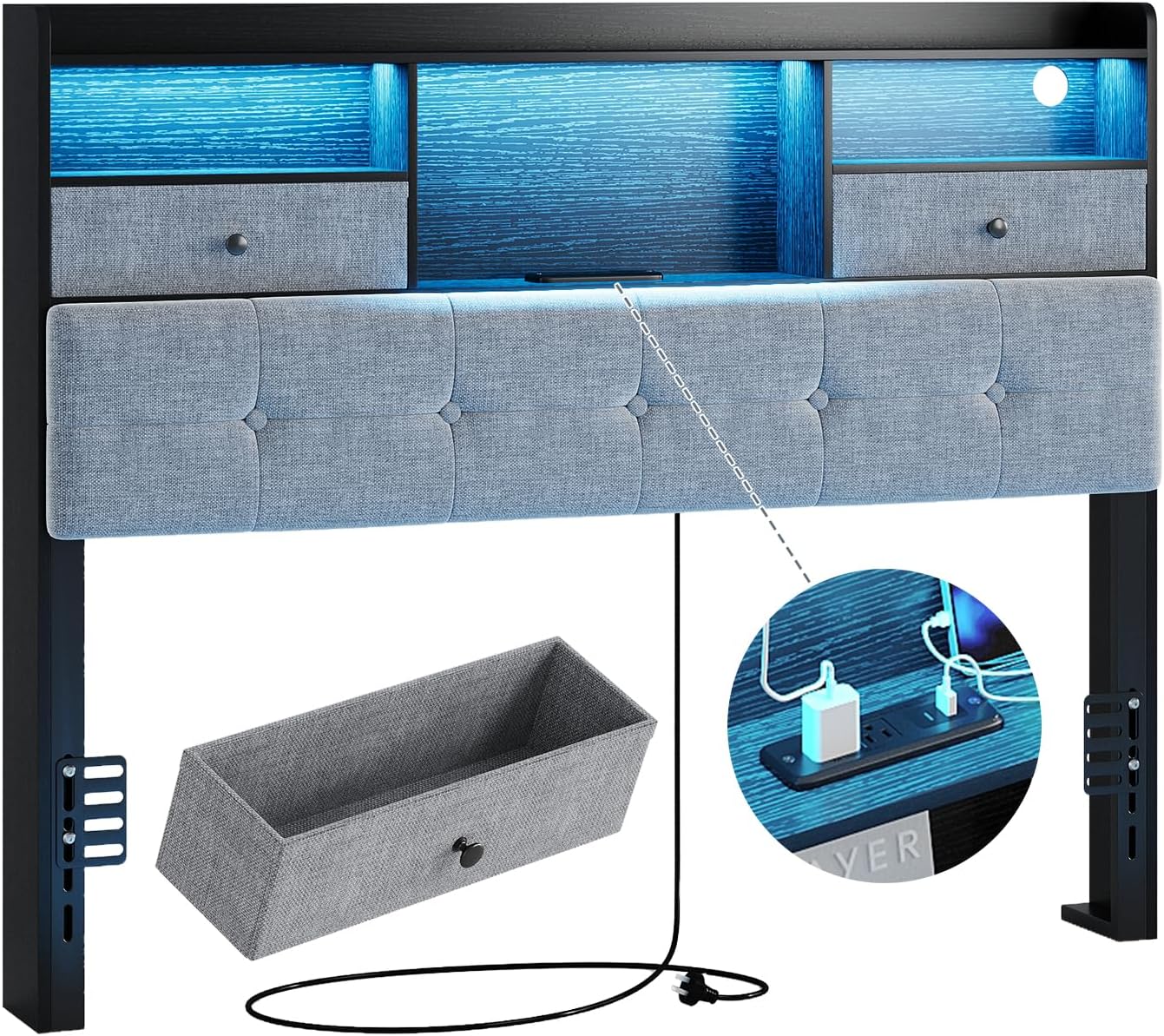 Amazon.com - Unikito Queen Size Headboard with Storage, Headboard with ...