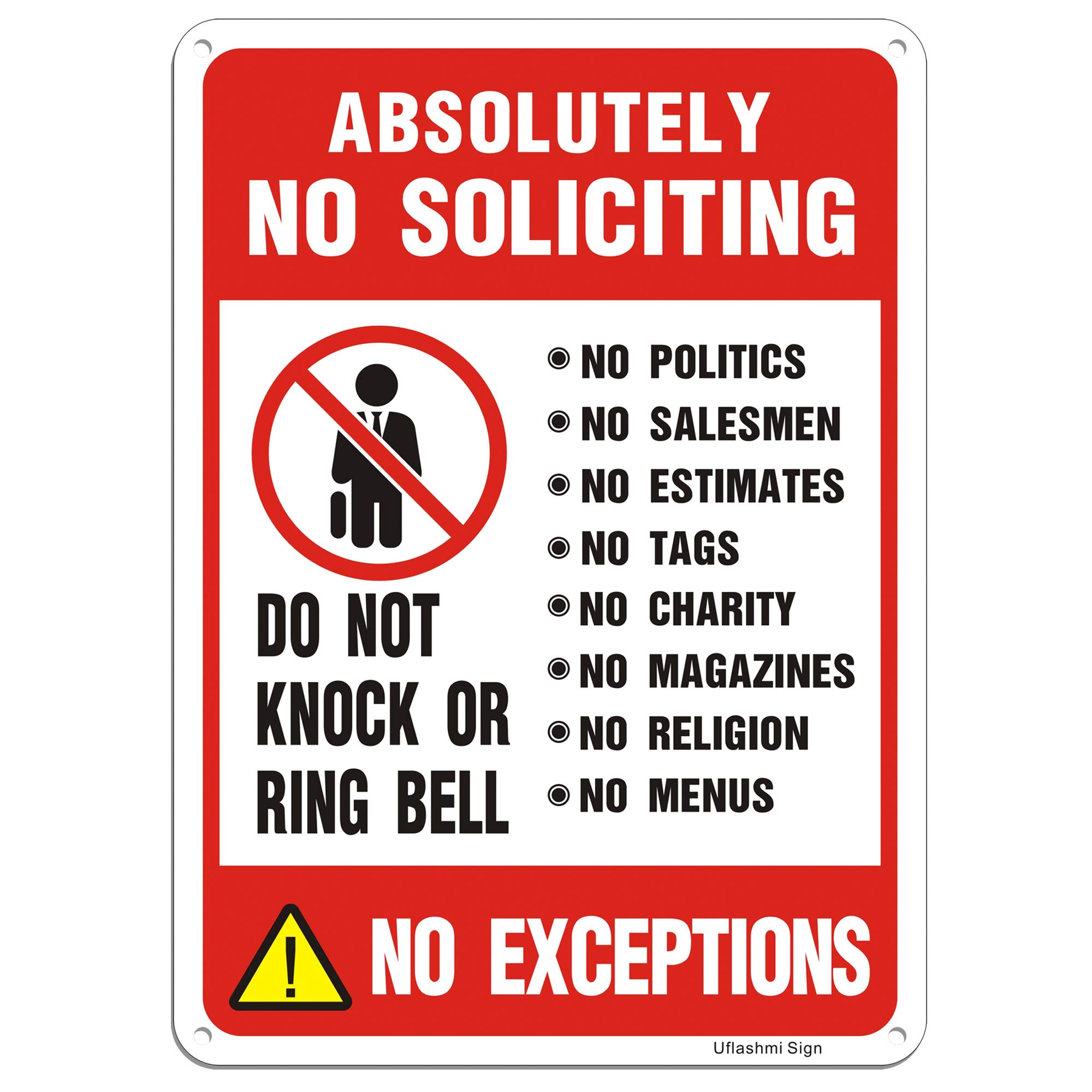 Buy Uflashmi No Soliciting Sign for House Door Yard, Absolutely No ...