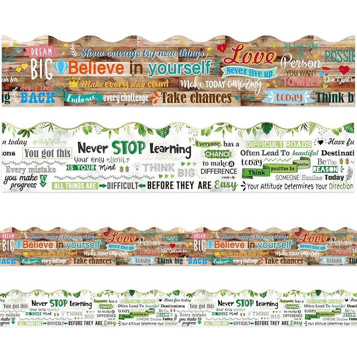 Buy 69ft Motivational Quotes Bulletin Board Borders Growth Mindset ...