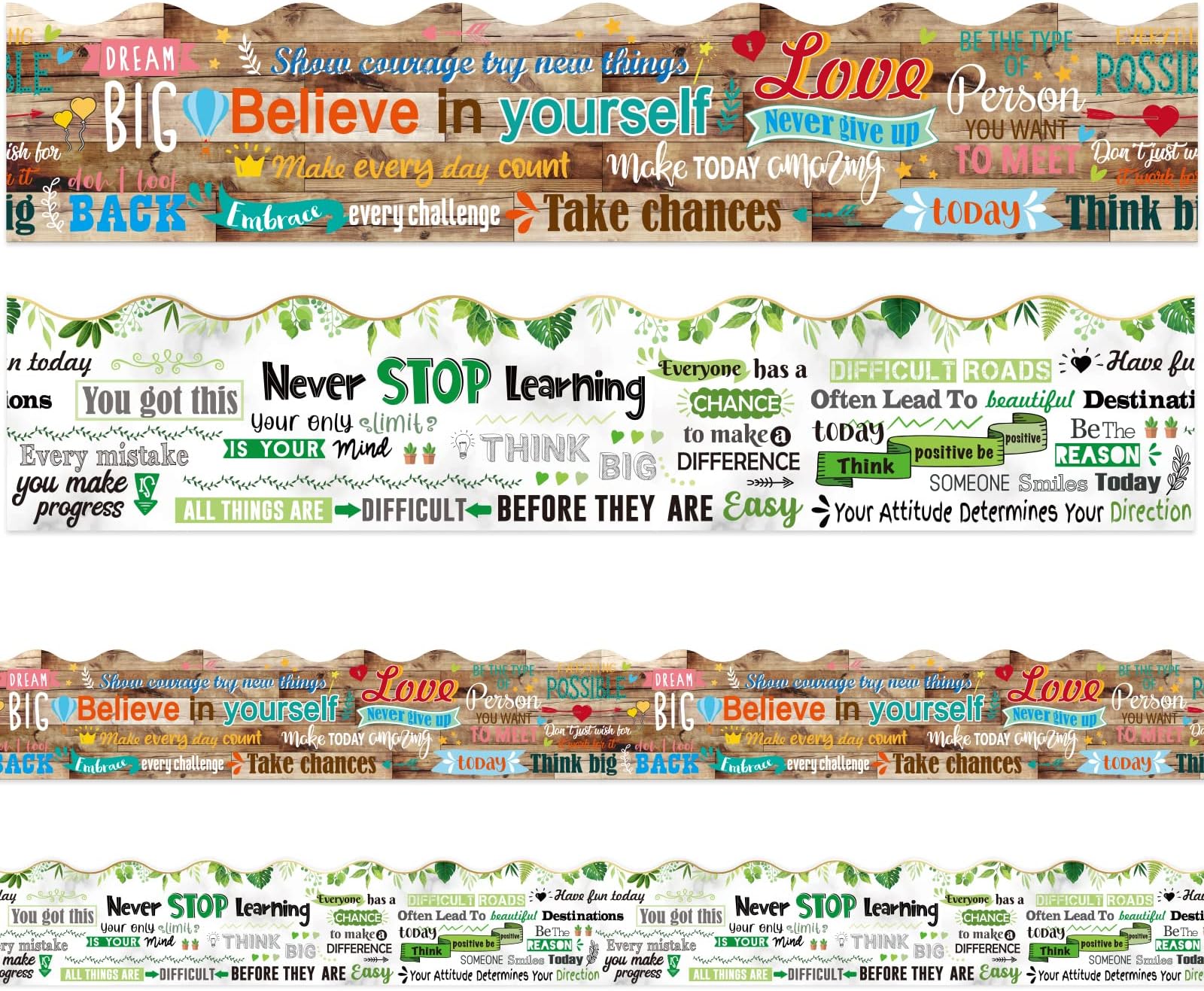 67ft Motivational Quotes Bulletin Board Border Stickers Growth Mindset ...