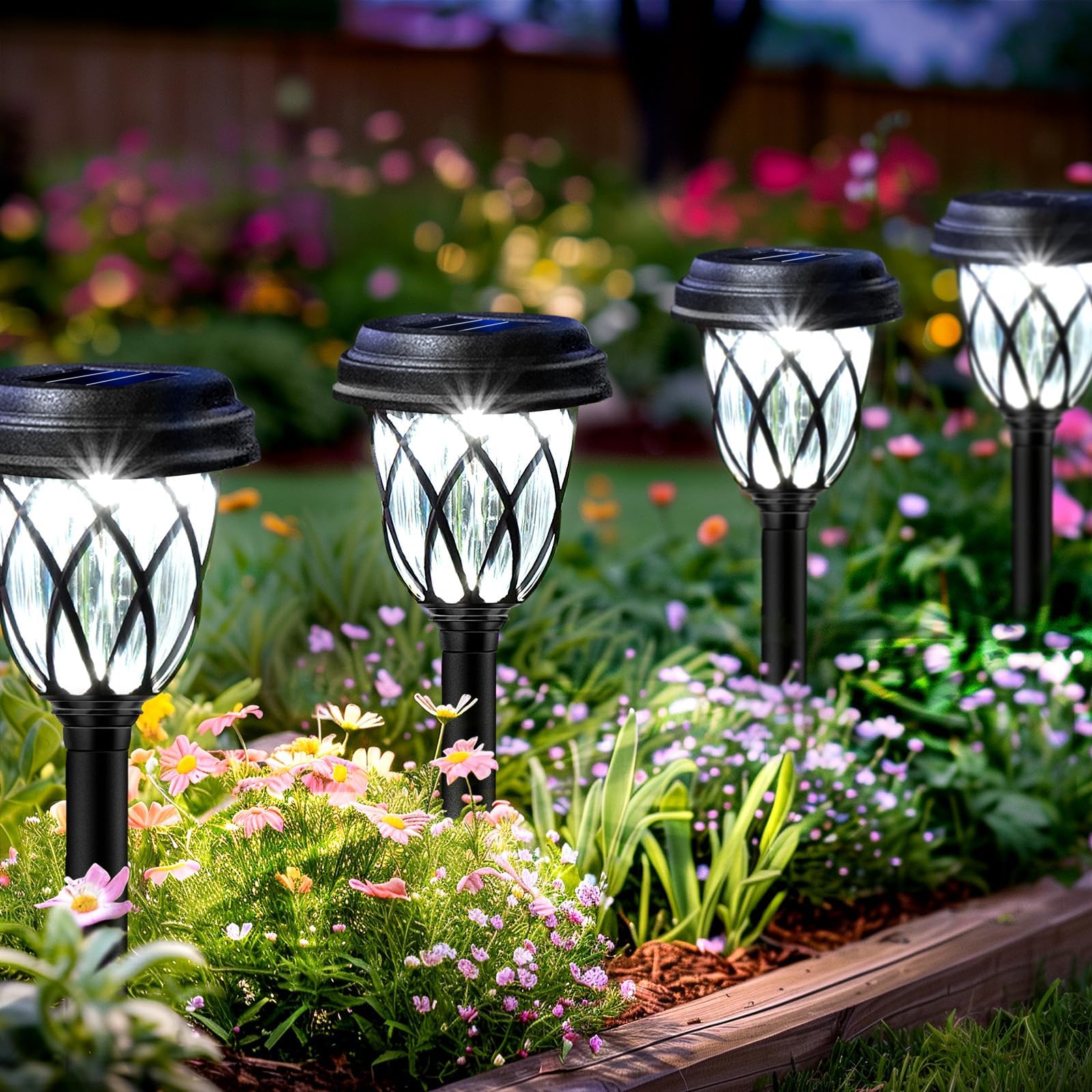 Dazzle Bright Solar Powered Pathway Lights Outdoor, 10 Pack 17 Inch LED ...