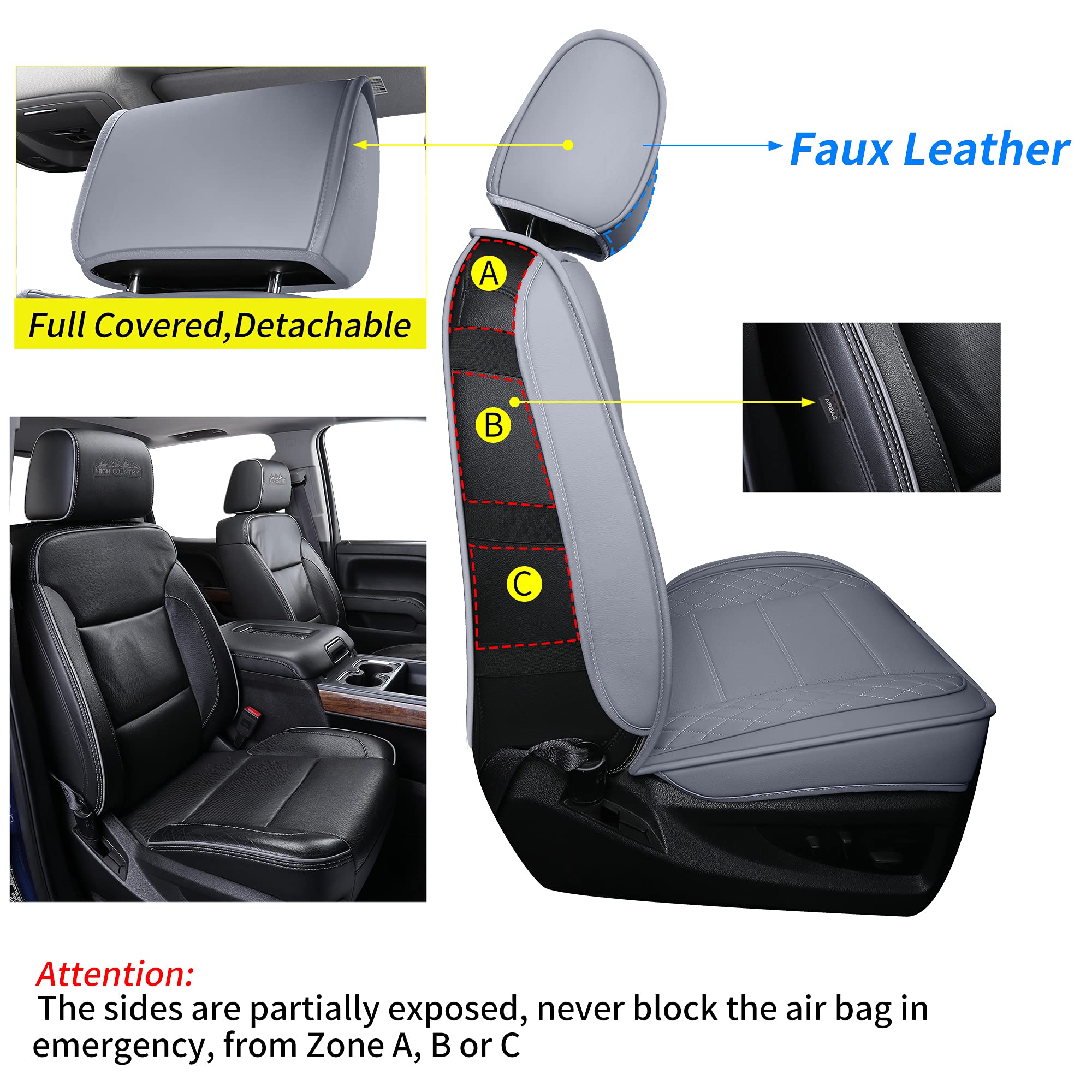 Snapklik.com : LUCKYMAN CLUB Chevy Silverado/Sierra X04-S3 Front Seat Cover, Fit 2007-2025 1500 ...