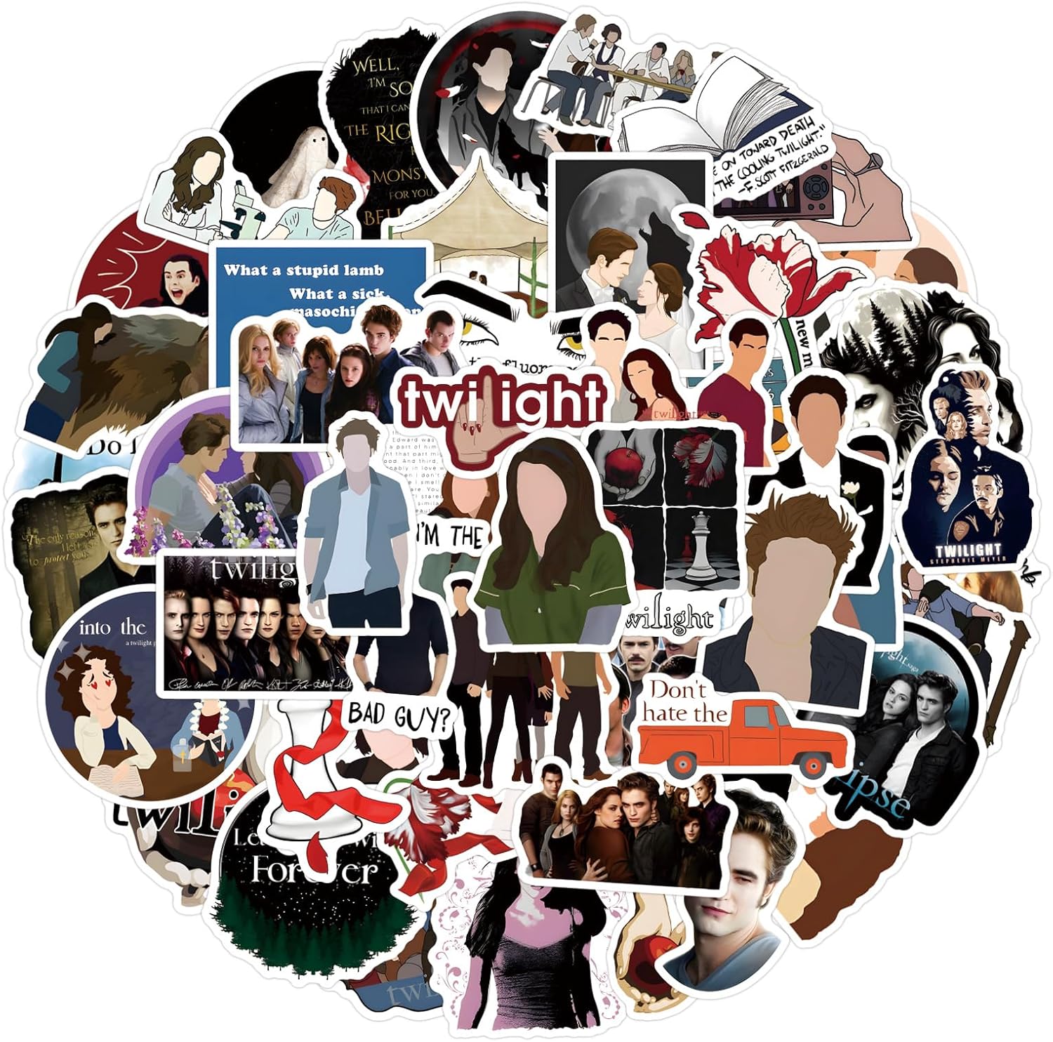 Twilight Stickers 50Pcs for Laptop Bike Luggage Graffiti Patches Guitar ...