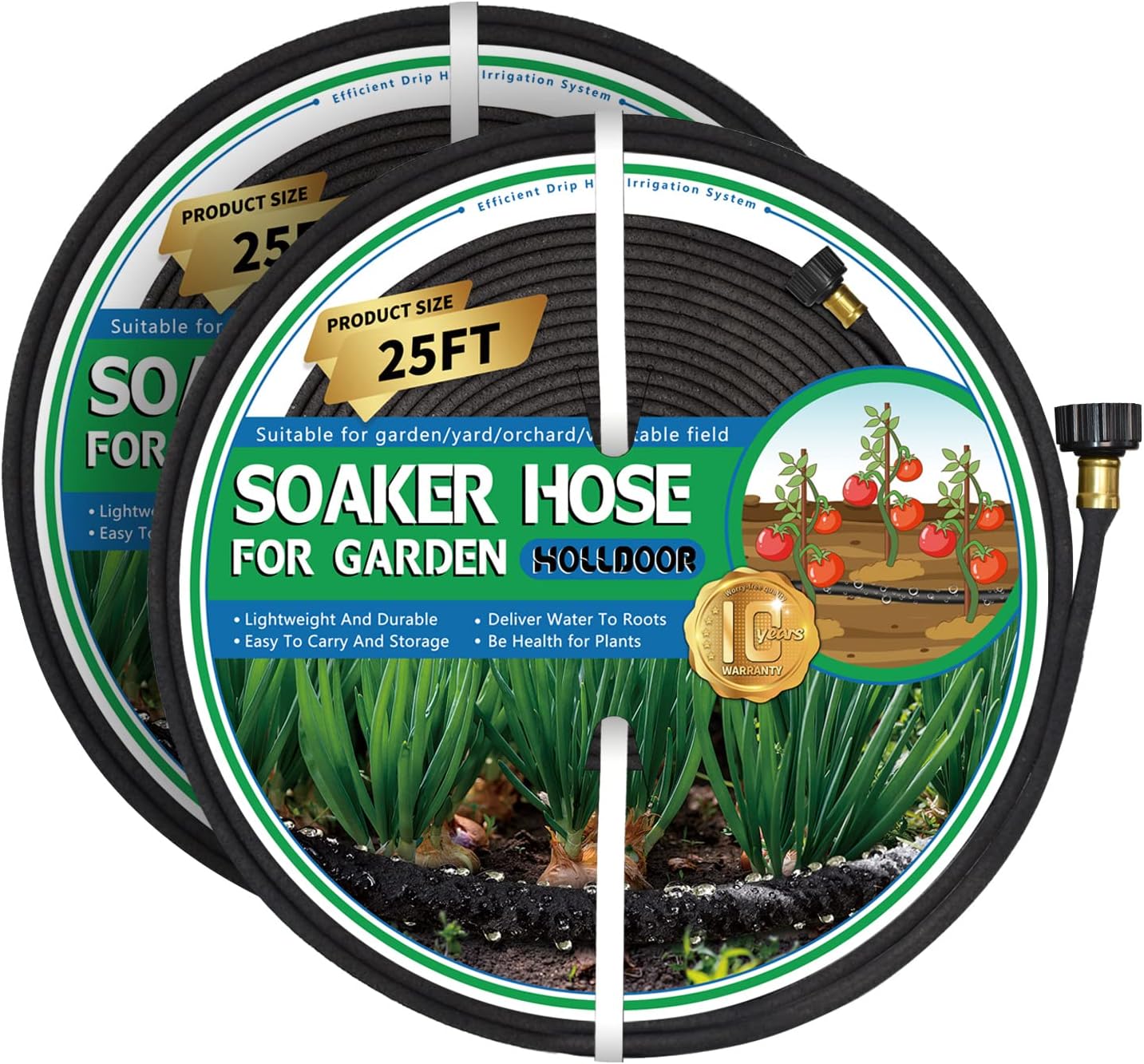 Soaker Hose for Garden Beds 25Ft with Brass Fittings, Efficient ...