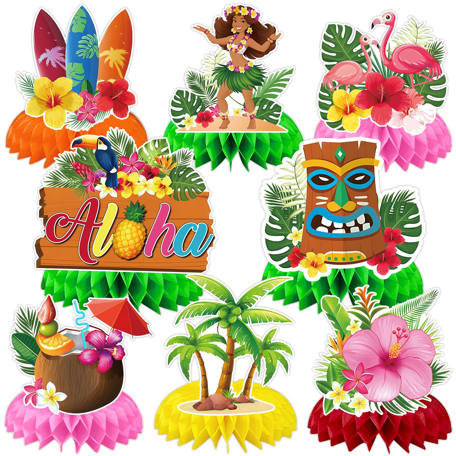 Snapklik.com : JULMELON 8PCS Hawaiian Luau Party Decorations Honeycomb ...