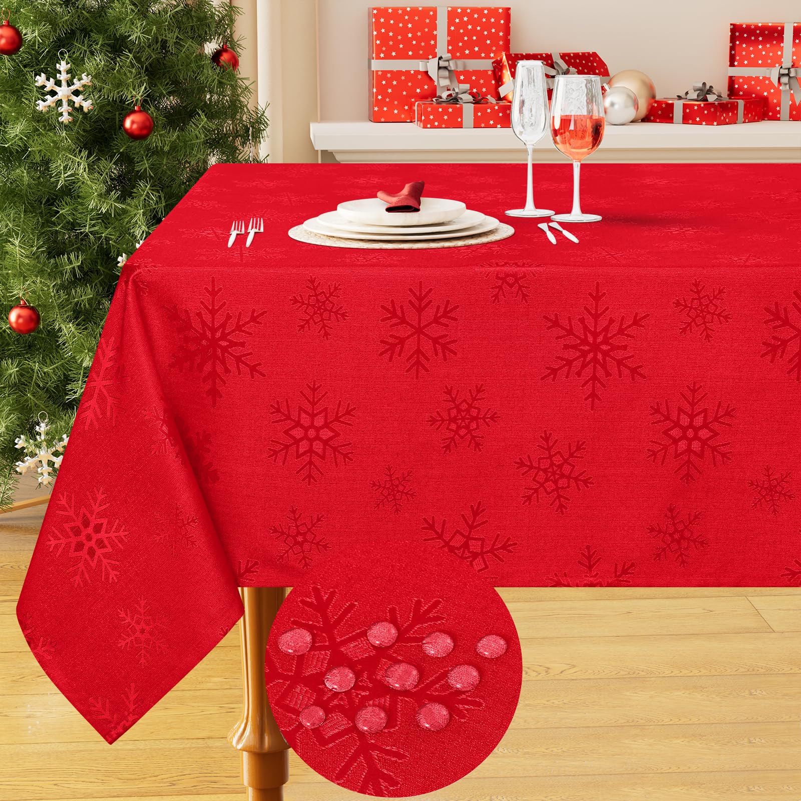 Amazon.com: Smiry Christmas Tablecloth 60x120 Inch, Waterproof Damask ...