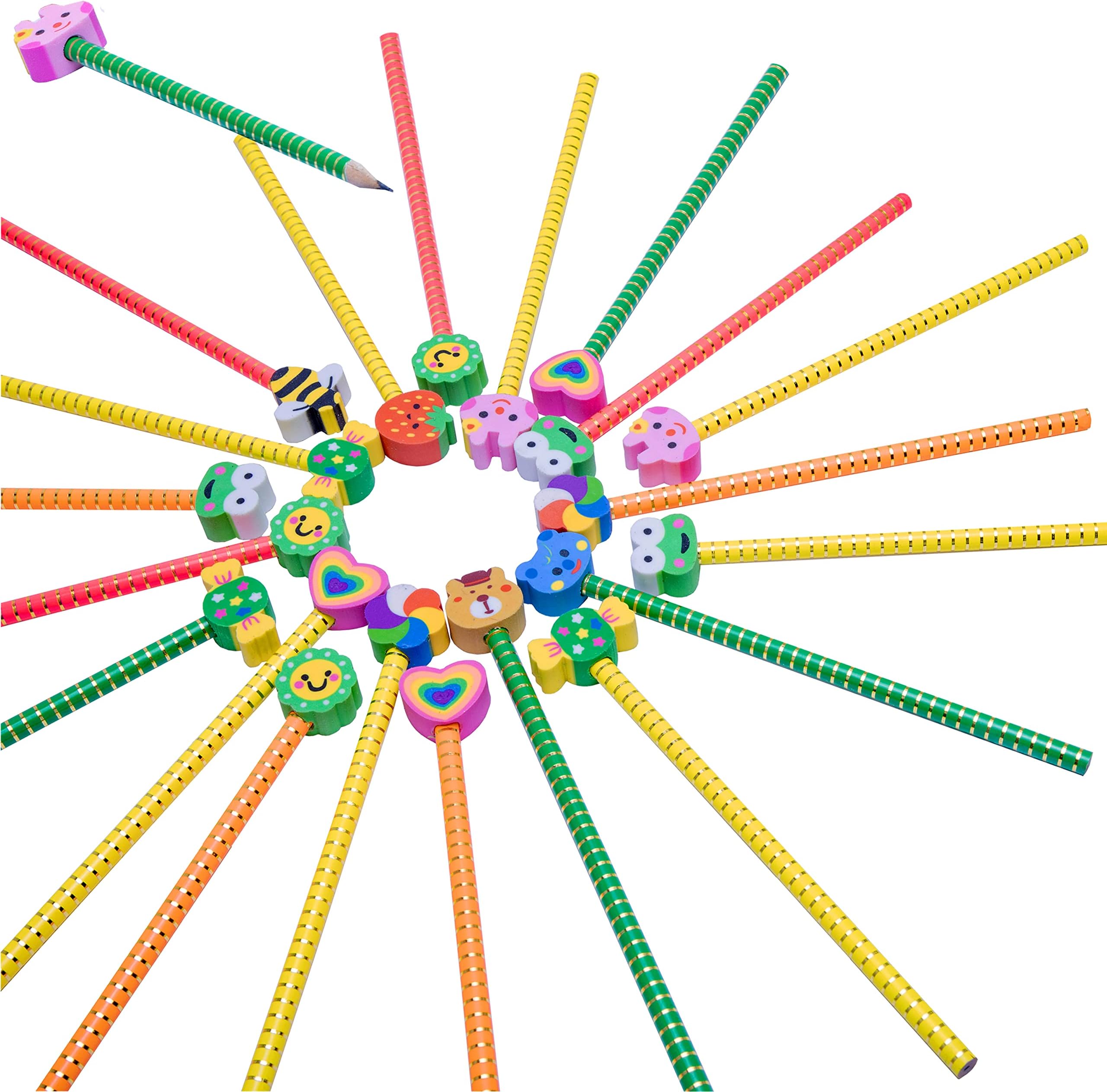 Amazon.com : BUSHIBU Cute Pencils for Kids, Fun Pencil with Erasers ...