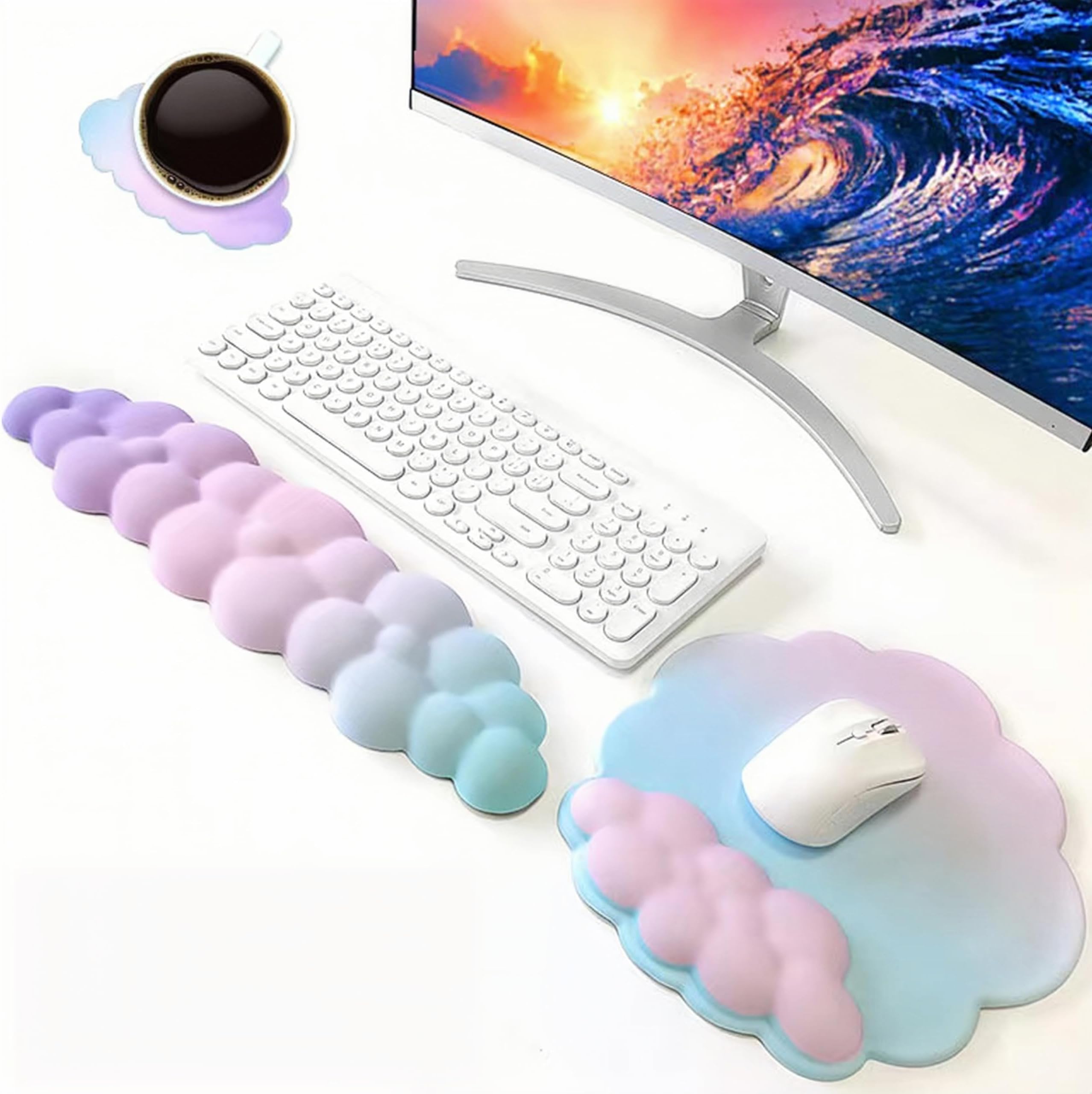Amazon.com : JieyueJewelry Cloud Wrist Rest Keyboard Set, Ergonomic ...