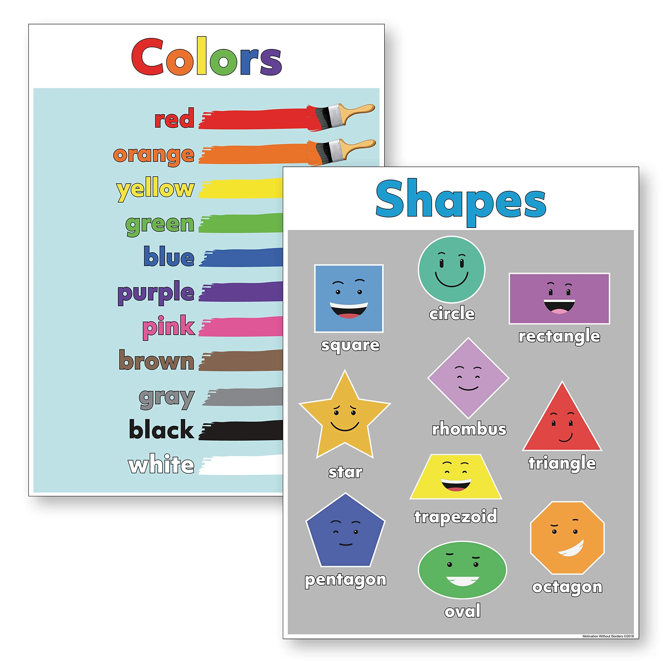 Amazon.com: MWB Shapes and Colors Posters for Preschool Kids - Educational Colors and Shapes Wall Art Posters for Kindergarten Classrooms, and Home |18 amazon-com-mwb-shapes-and-colors-posters-for-preschool-kids-educational-colors-and-shapes-wall-art-posters-for-kindergarten-classrooms-and-home-18-x-24-laminated-set-of-2-office-products