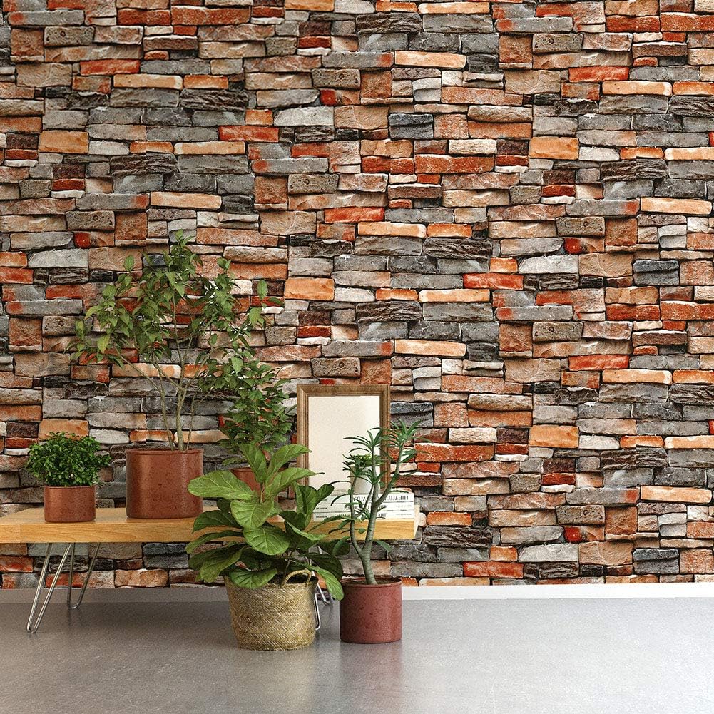 Snapklik.com : Stone Peel And Stick Wallpaper Rock 3D Stacked Faux ...