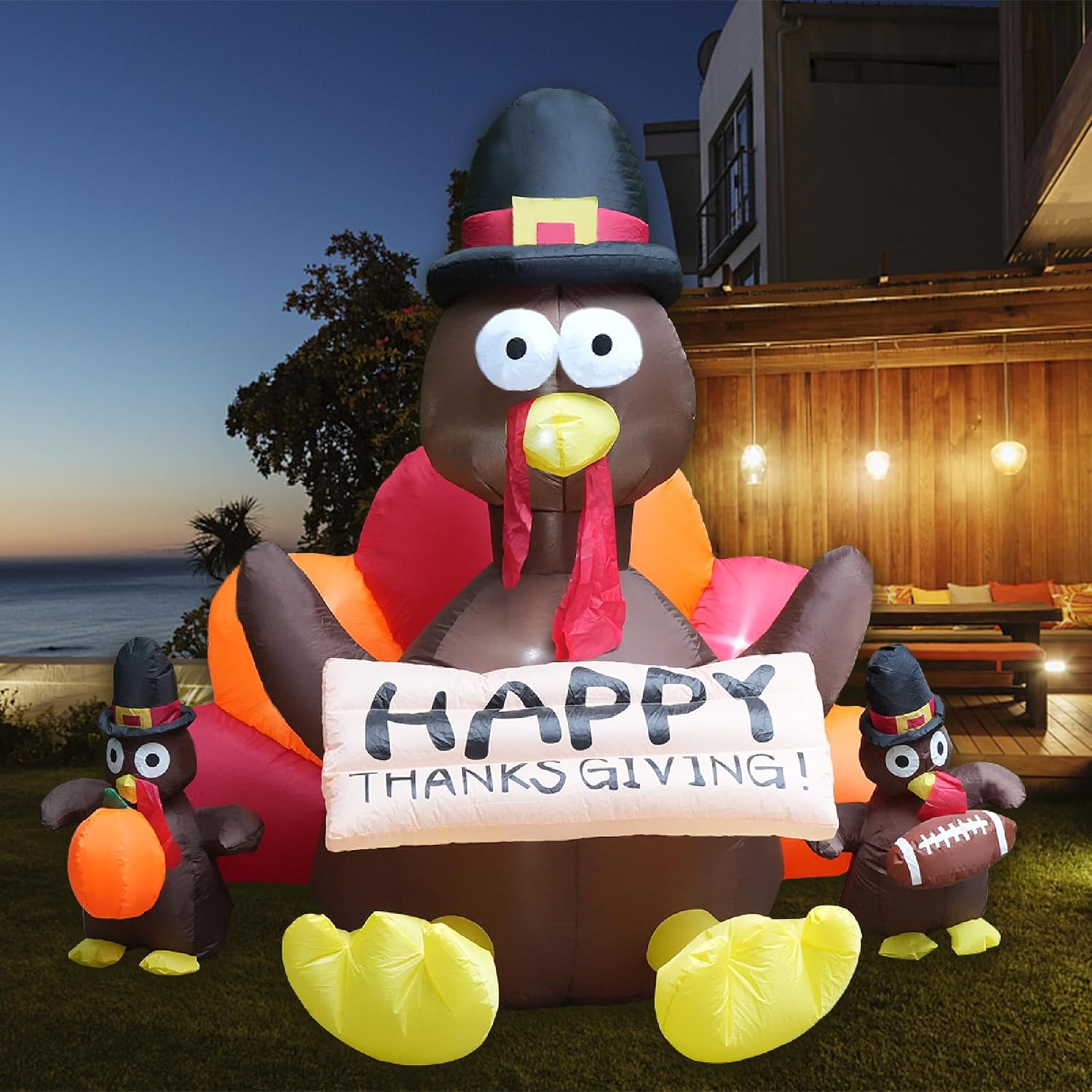 Amazon.com: Gardenature 6 FT Thanksgiving Inflatables Turkey Outdoor ...