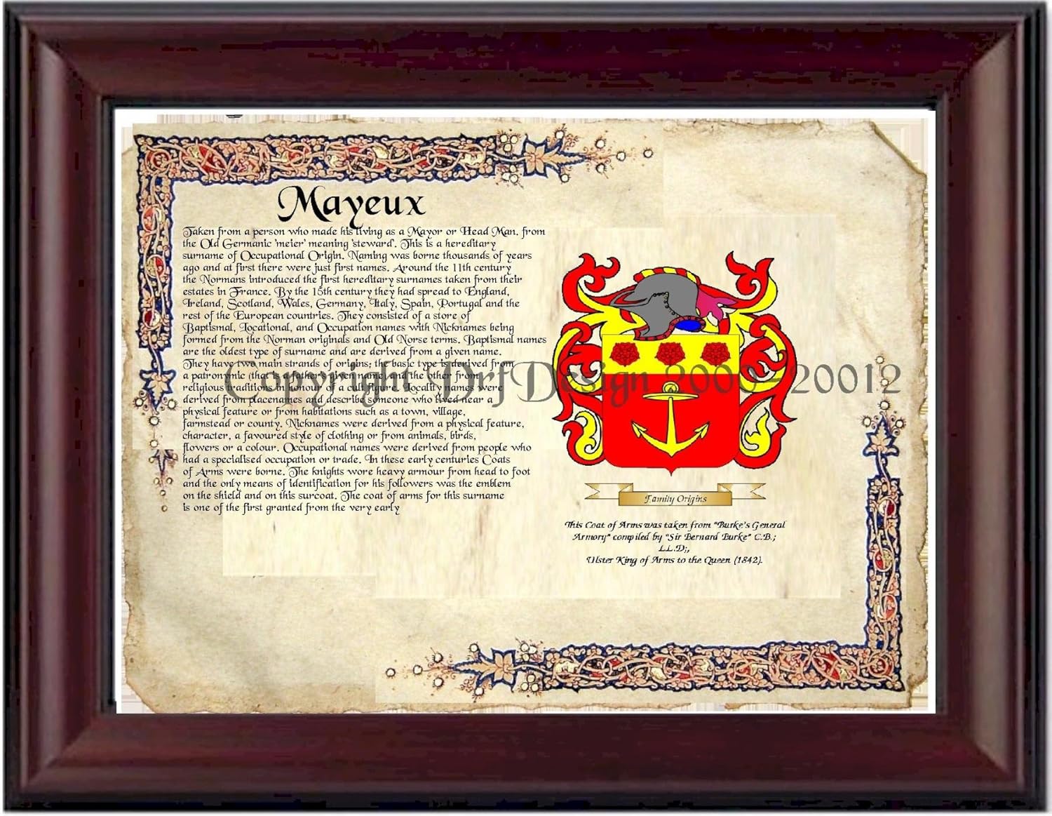 Amazon.com: Mayeux Coat of Arms/ Family Crest on Fine Paper and Family ...