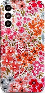 Amazon.com: Qokey Compatible for Galaxy A14 5G Case, Cute Clear Flowers Design for Girls Women ...