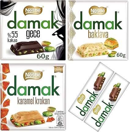 Nestle Damak Baklava, Fine Dark Chocolate, Milk Chocolate, Caramel ...