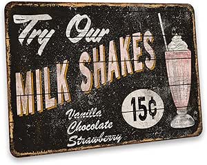 Amazon.com: Try Our Milkshakes Sign Roadside Burger Stand Cafe ...