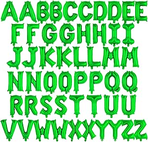 Amazon.com: 52 Pcs Green Letter Balloons,16 Inch Foil Alphabet Letter ...