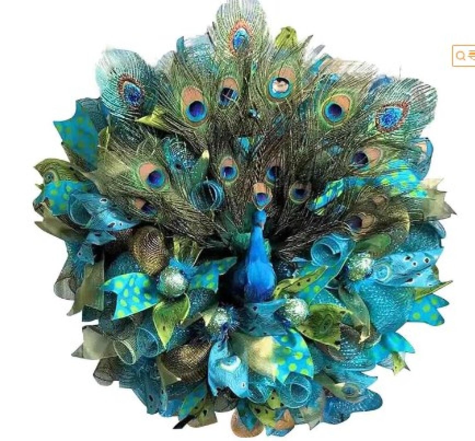 Amazon.com: Peacock Wreath for Front Door - Seasonal Door Garlands ...