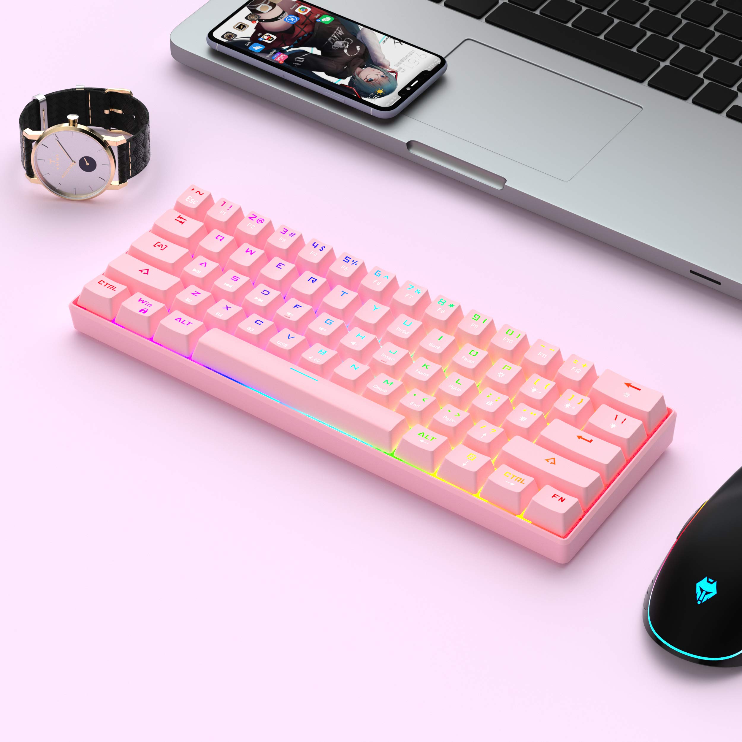 60% Mechanical Keyboard 2.4G Wireless/Bluetooth/Wired RGB Mechanical ...