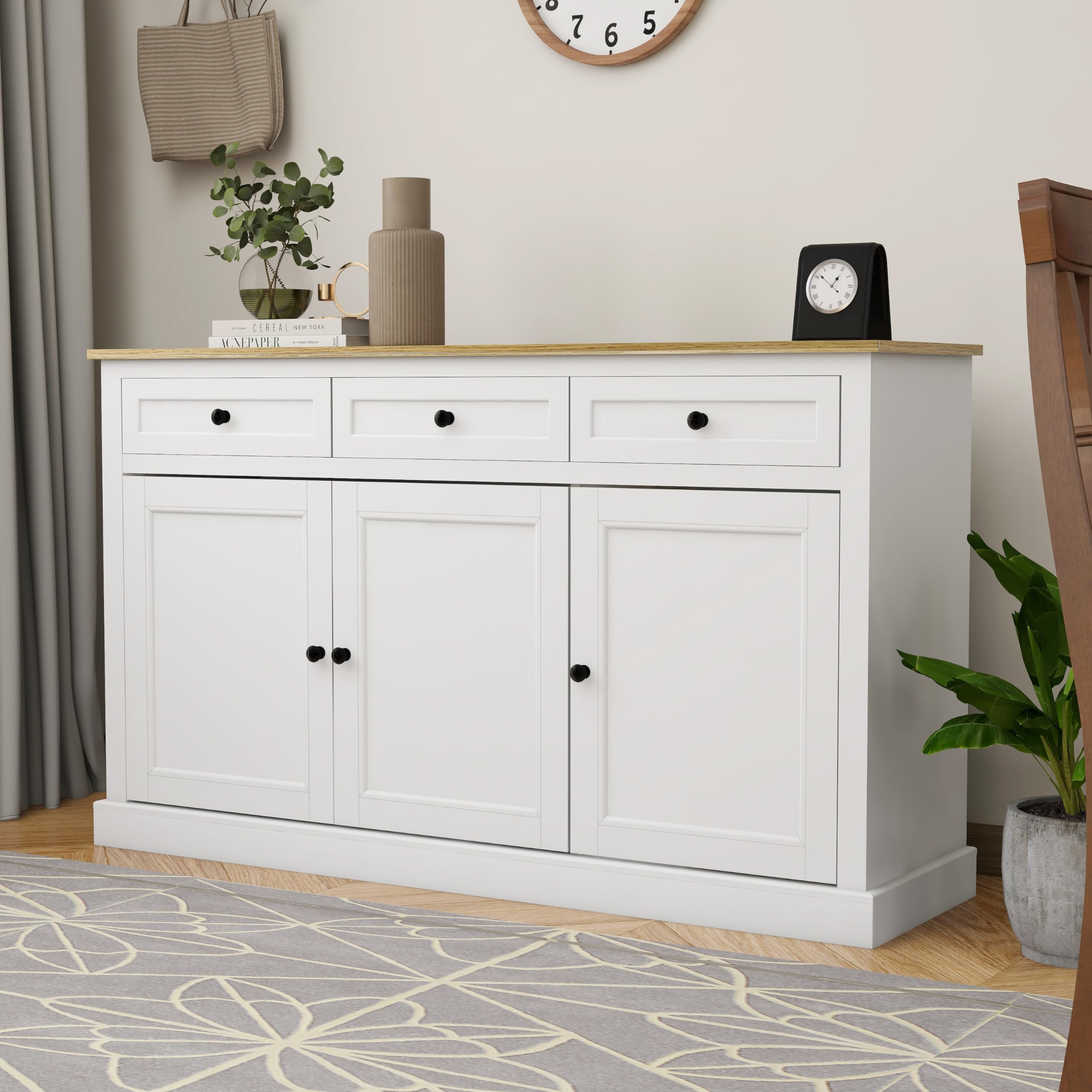 Amazon.com - RASOO White Buffet Cabinet Sideboard Coffee Bar Cabinet ...