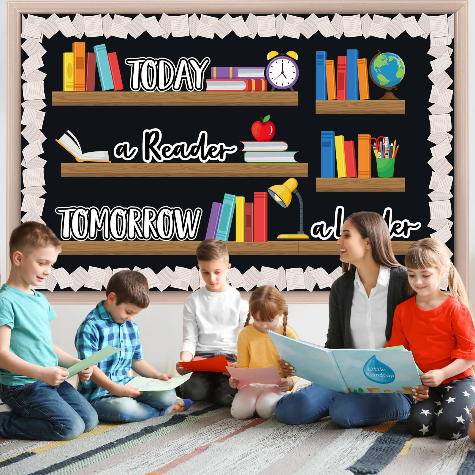 Snapklik.com : Bookshelf Bulletin Board Set Today A Reader Tomorrow A ...
