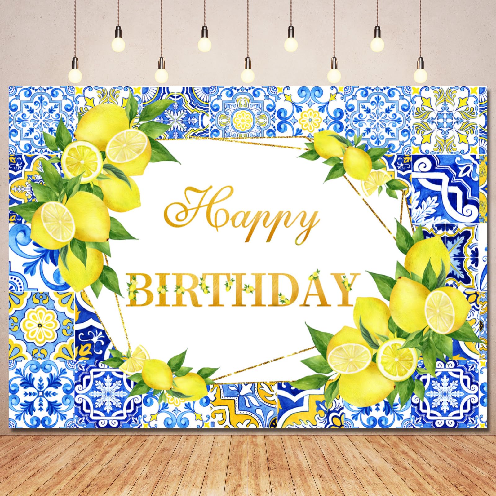 Amazon.com : Lemon Birthday Backdrop Summer Birthday Decorations,Blue ...