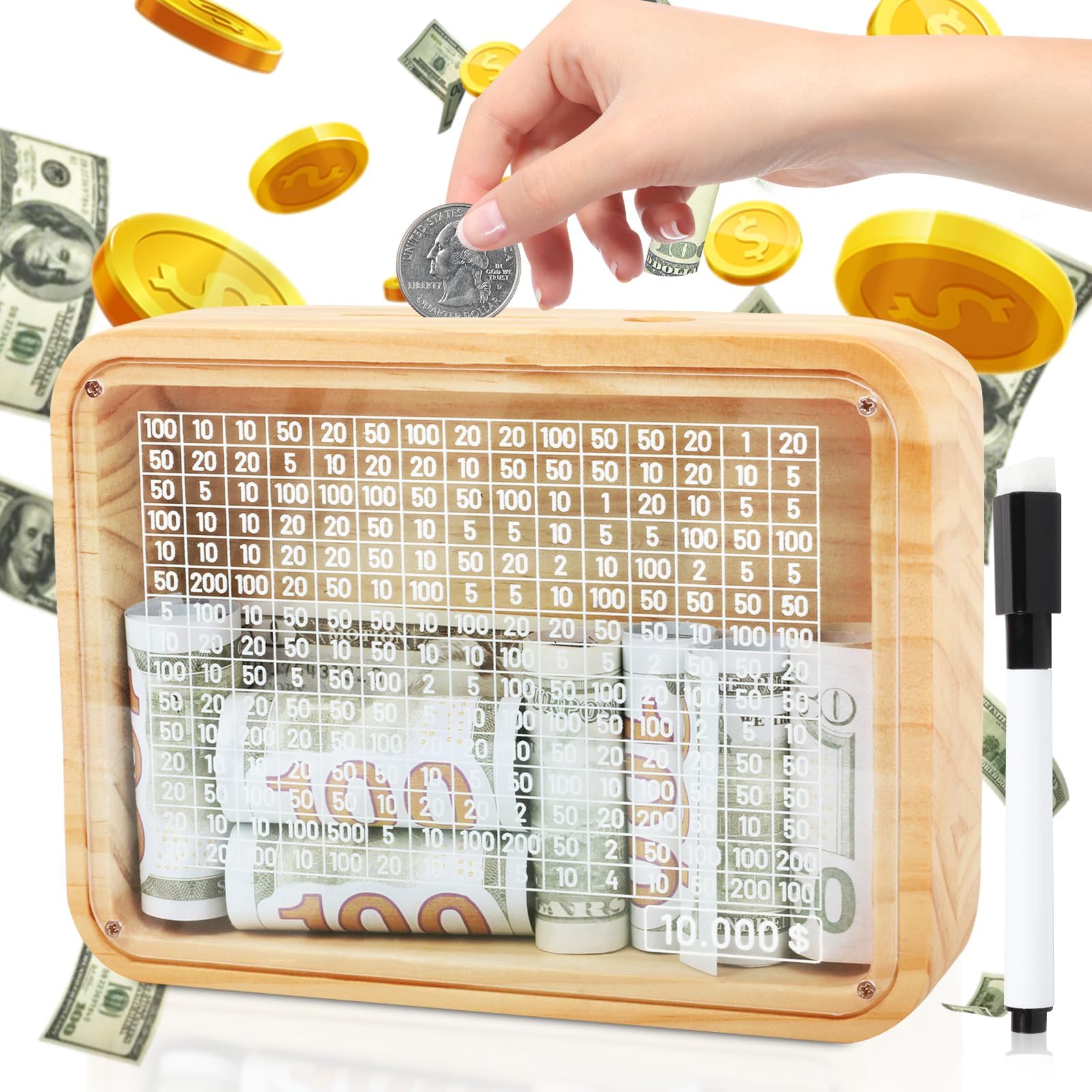 Amazon.com: 10000 Savings Challenge Box, Cashbox Kakeibo Money Box ...