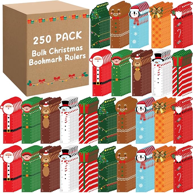 Amazon.com: Zhanmai Christmas Bookmark Rulers Bulk for Kids Students ...