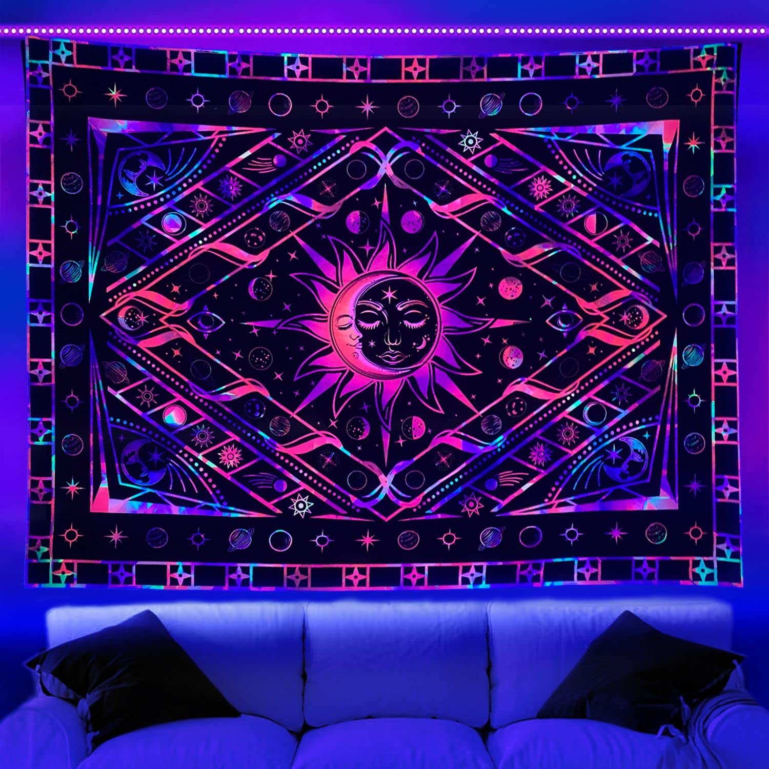 RTMISA Tapestry for Bedroom Aesthetic Trippy with Sun Moon Star ...