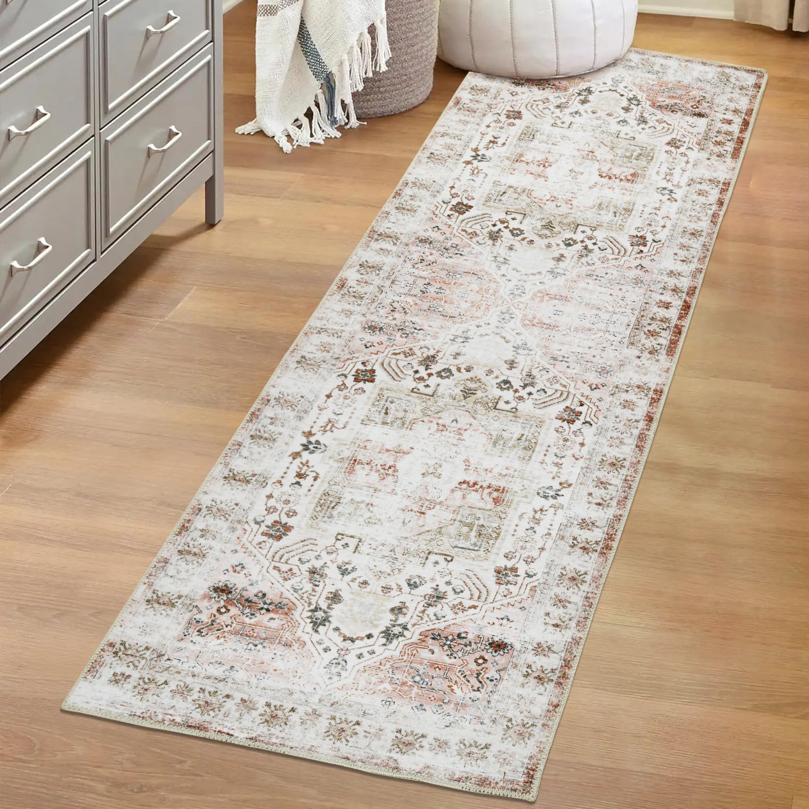 RUGSREAL Area Rug 2x10 Runner Rug Vintage Taupe Print Rug Indoor Floor ...