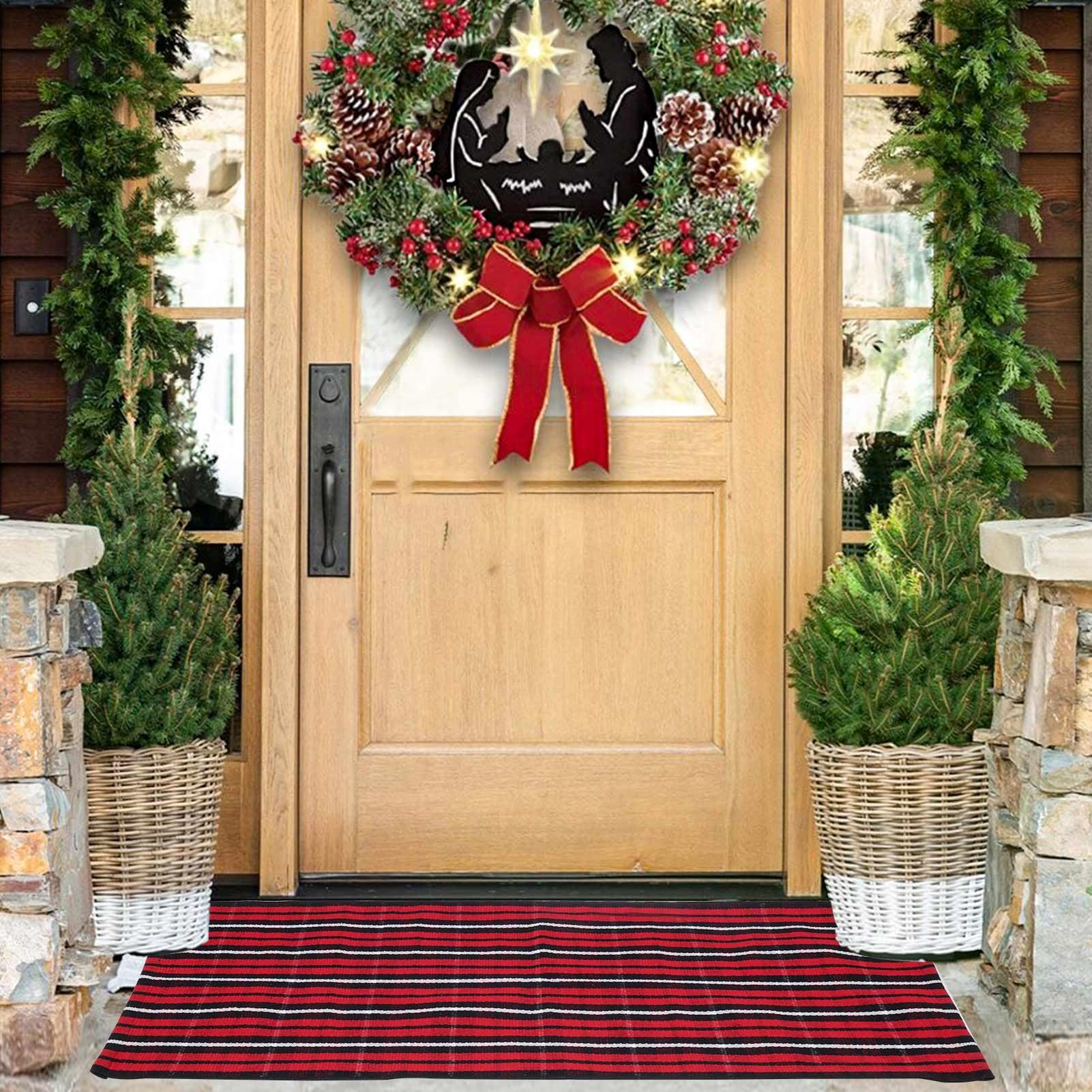 Amazon.com: Christmas Red and Black Plaid Rug 27.5 x 43 Inches, Hand ...