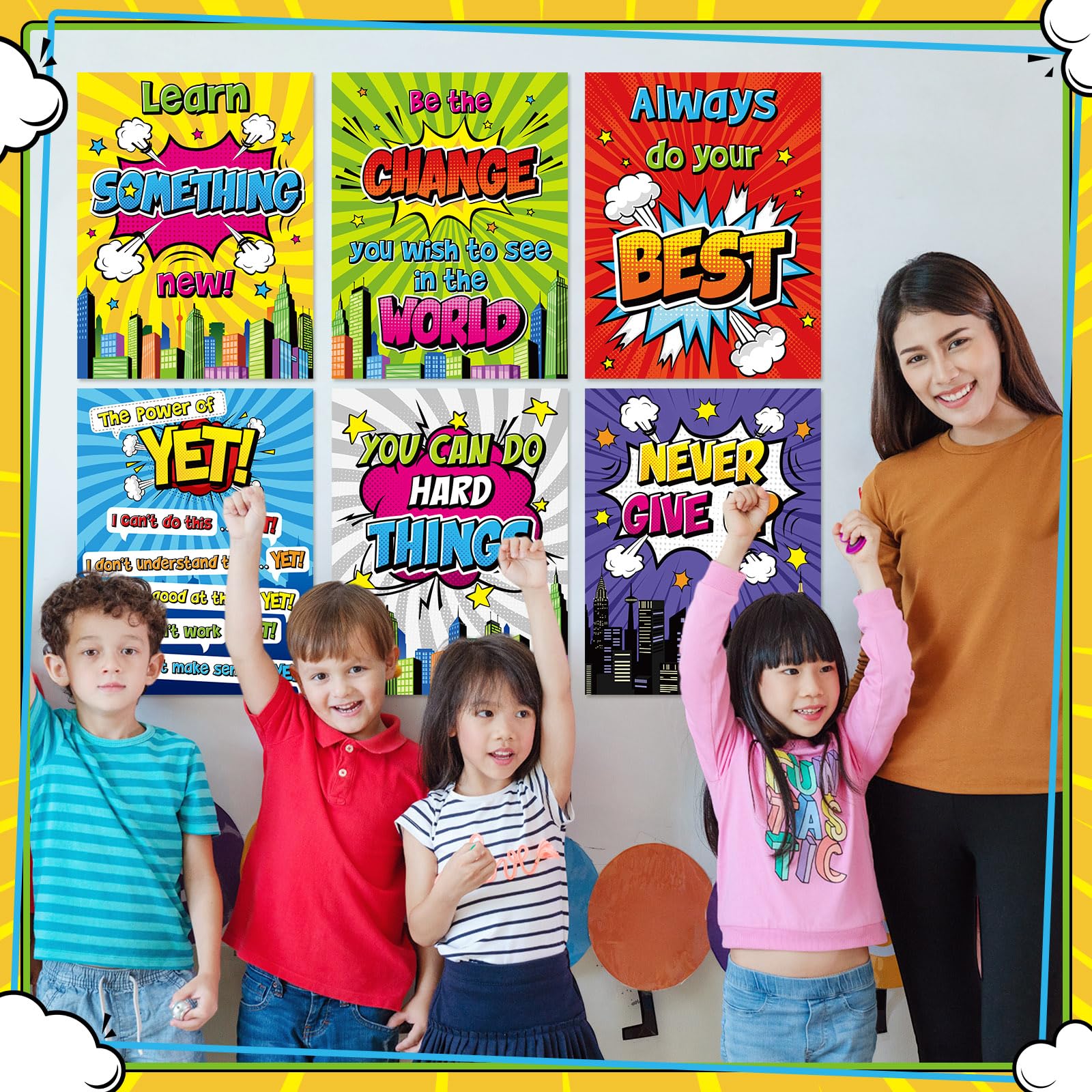Snapklik.com : 9 Pcs Hero Motivational Posters - Classroom Decorations ...