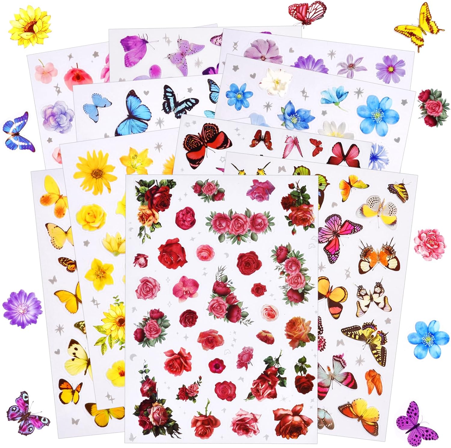 Amazon.com: 287Pcs Flower Butterfly Stickers for Laptop Stickers, Water ...