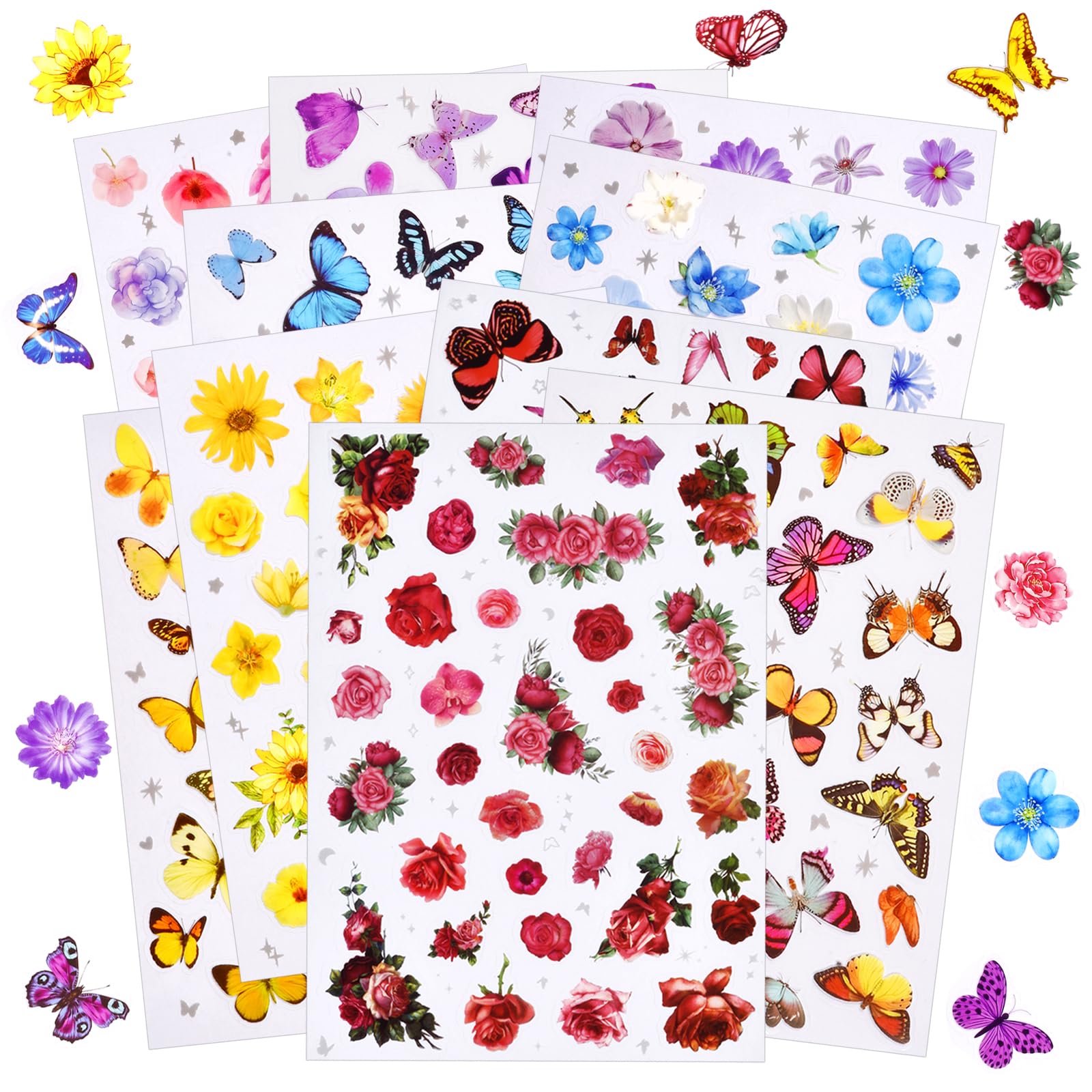Amazon.com: 287Pcs Flower Butterfly Stickers for Laptop Stickers, Water ...