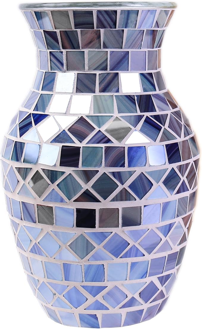 Amazon.com: ZHIPINHUI 8" H Gray Blue Mosaic Vase.Exquisite ...