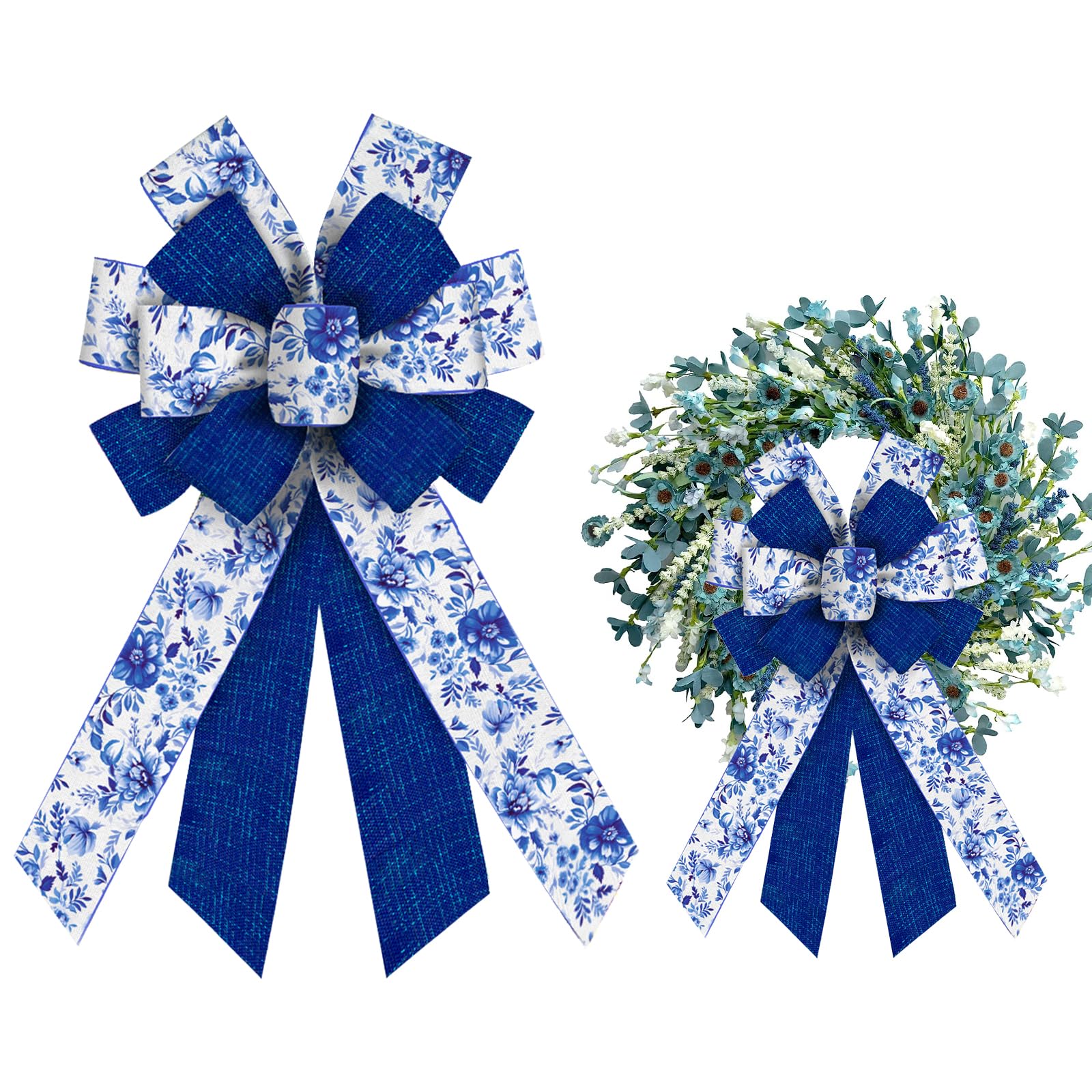 Amazon.com: LANGFON Large Spring Wreath Bows Linen Flower Bows Burlap ...