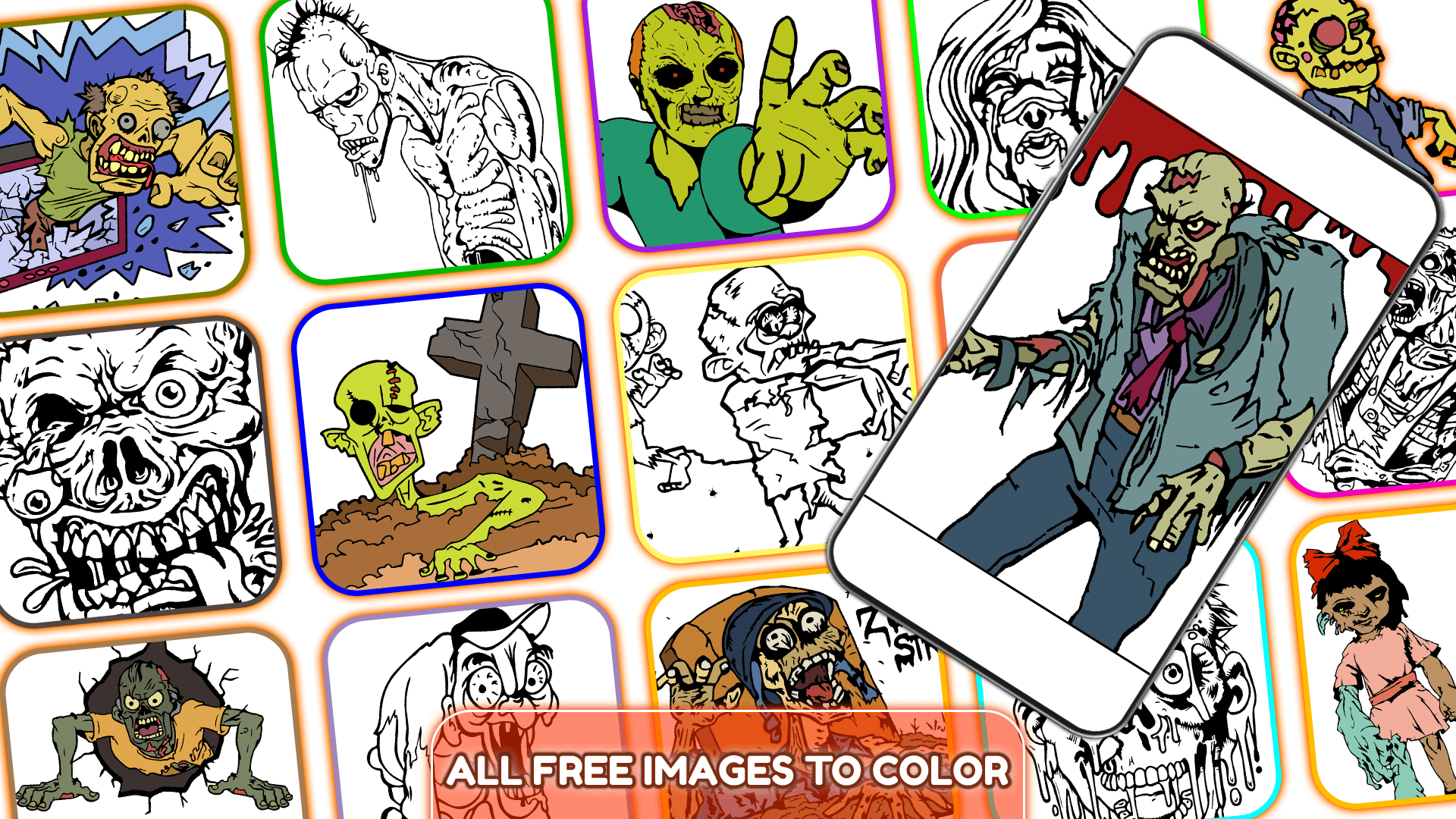 Zombies Color by Number Book - Grownups Paint + Glitter + Crayon + Oil ...