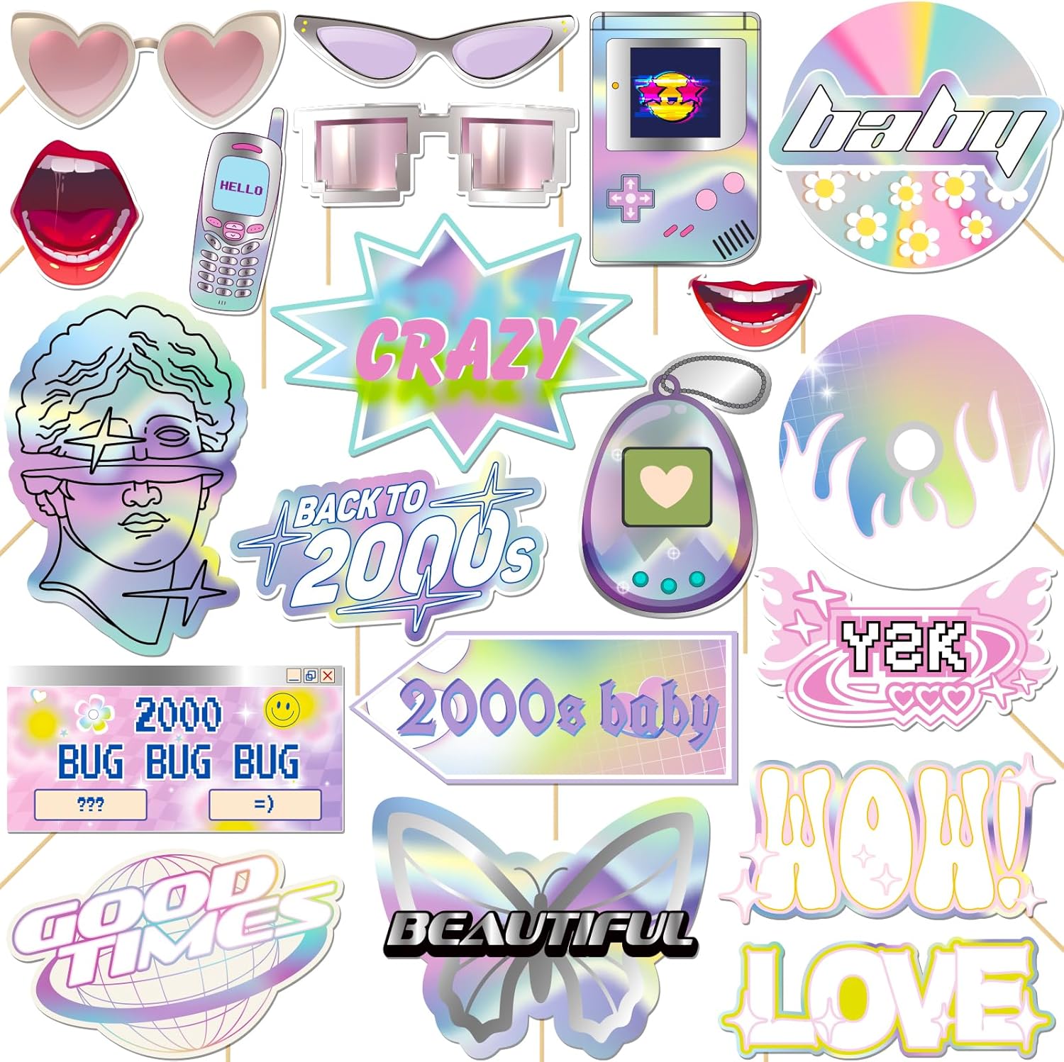 Amazon.com: 20 Pcs 2000s Photo Booth Props Kit, Dancing Disco Night ...
