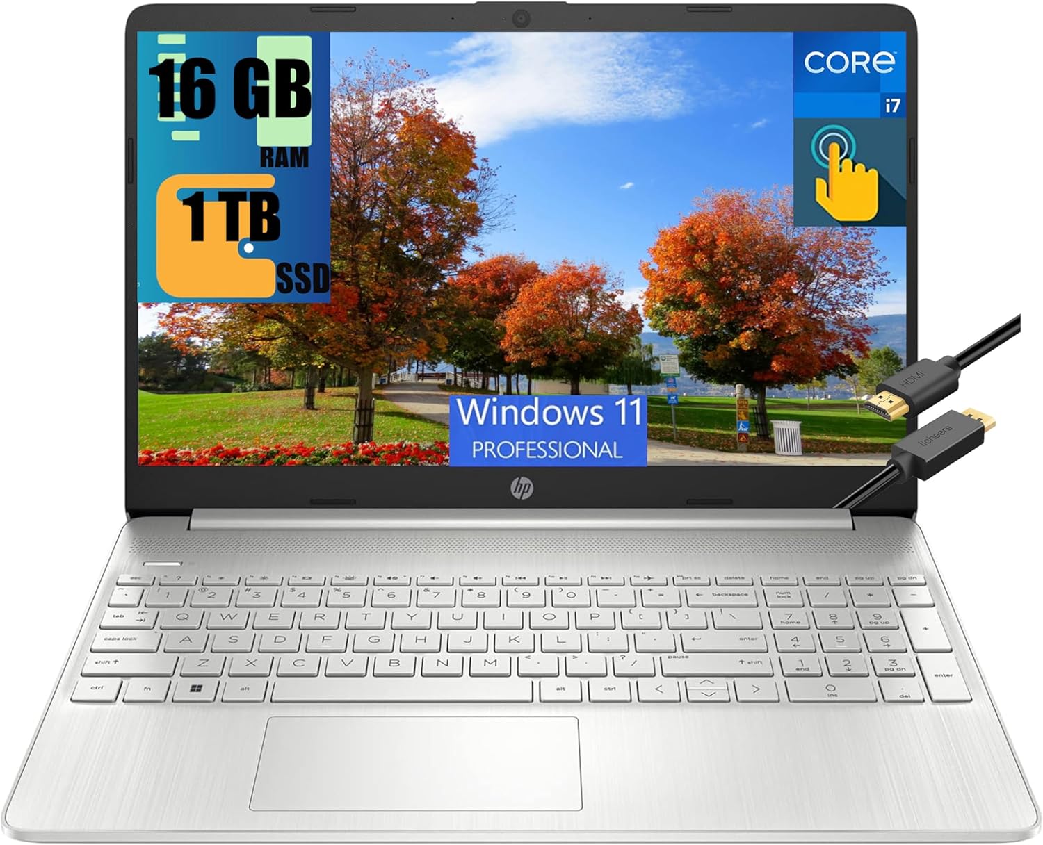 Amazon.com: HP 15 Laptop, 15.6" Full HD (1920 x 1080) Touchscreen, 11th Gen Intel i7-1165G7 Quad ...