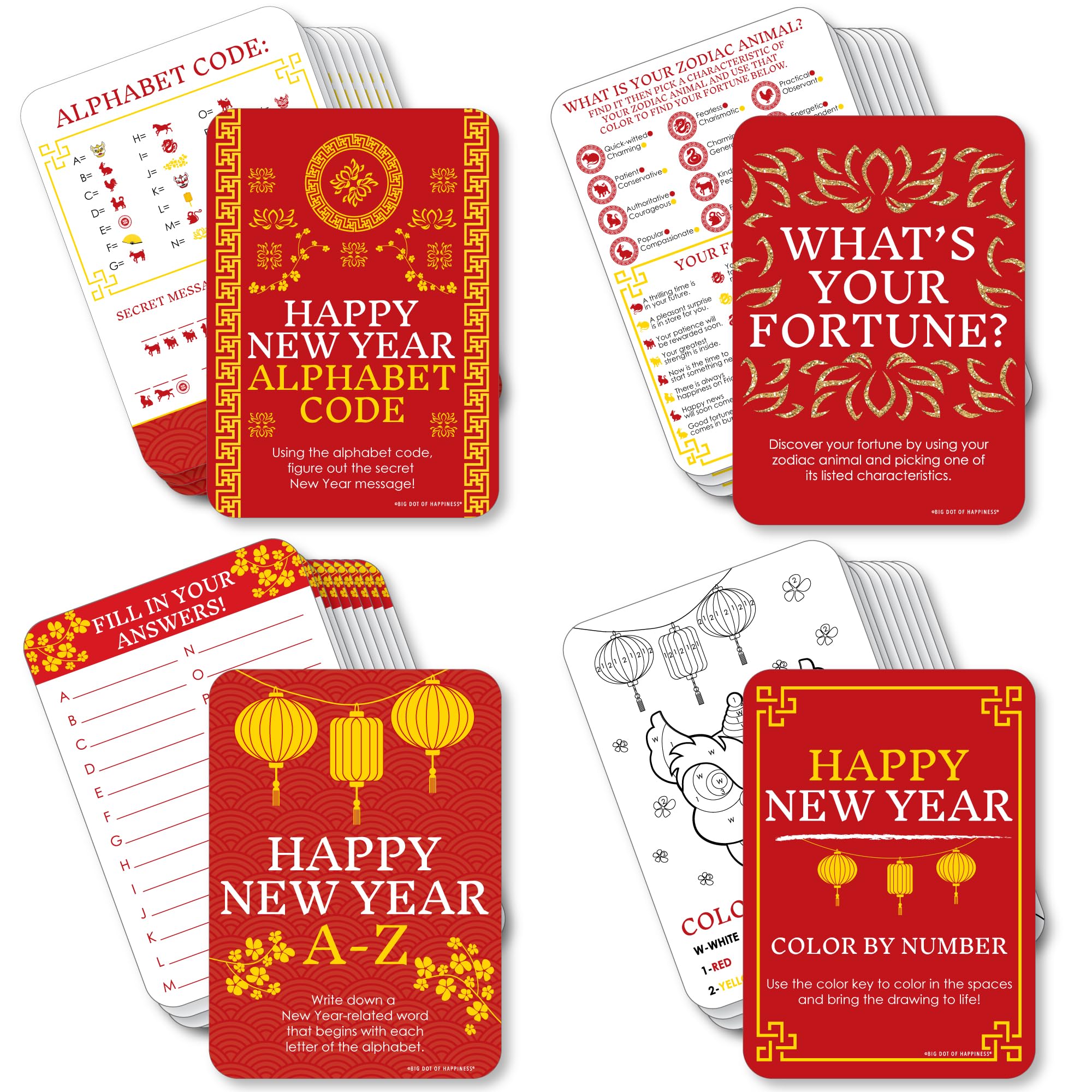 Amazon.com: Big Dot of Happiness Chinese New Year - 4 Lunar New Year ...