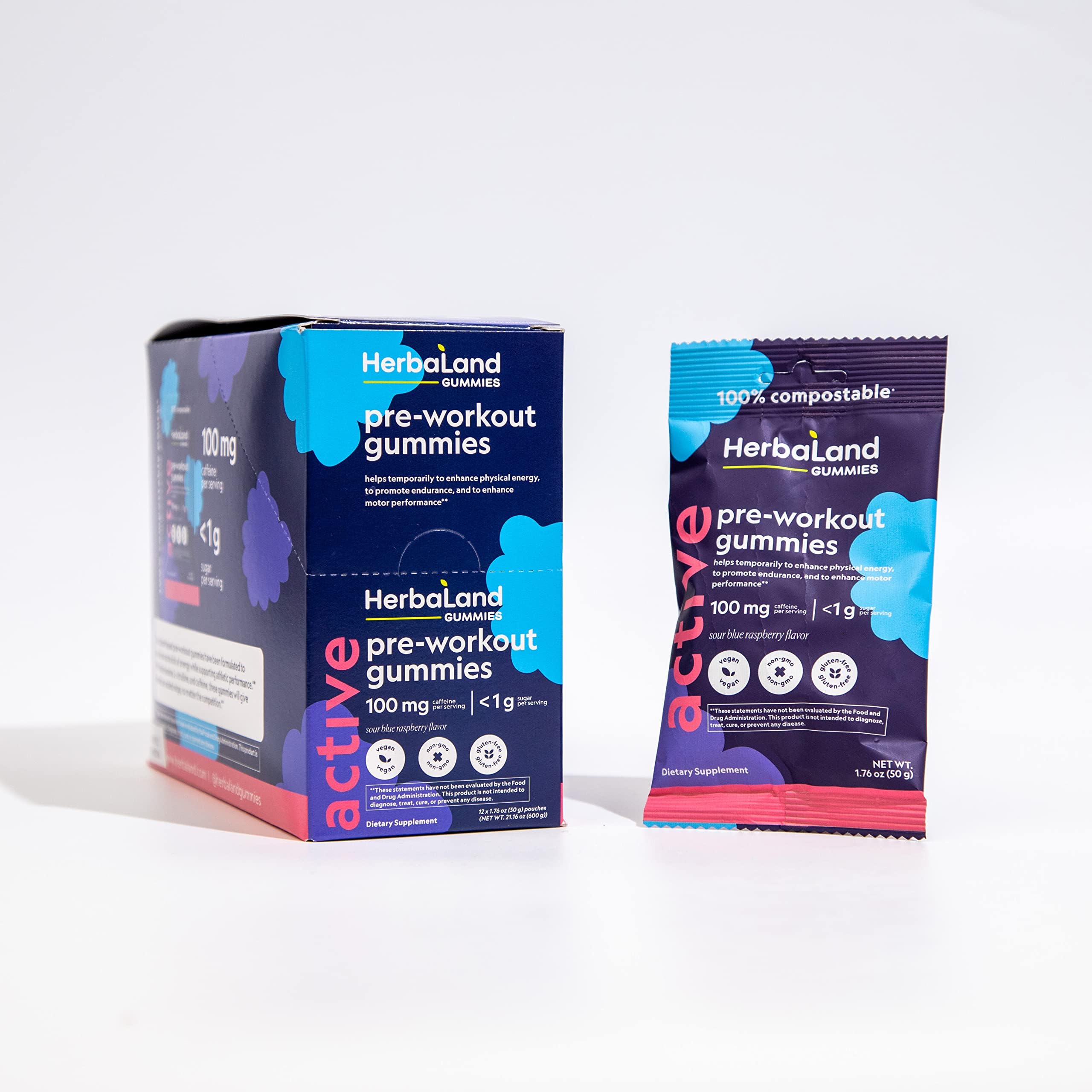 Amazon.com: Herbaland Pre-Workout Gummies – Vegan, Low-Sugar, Gluten ...