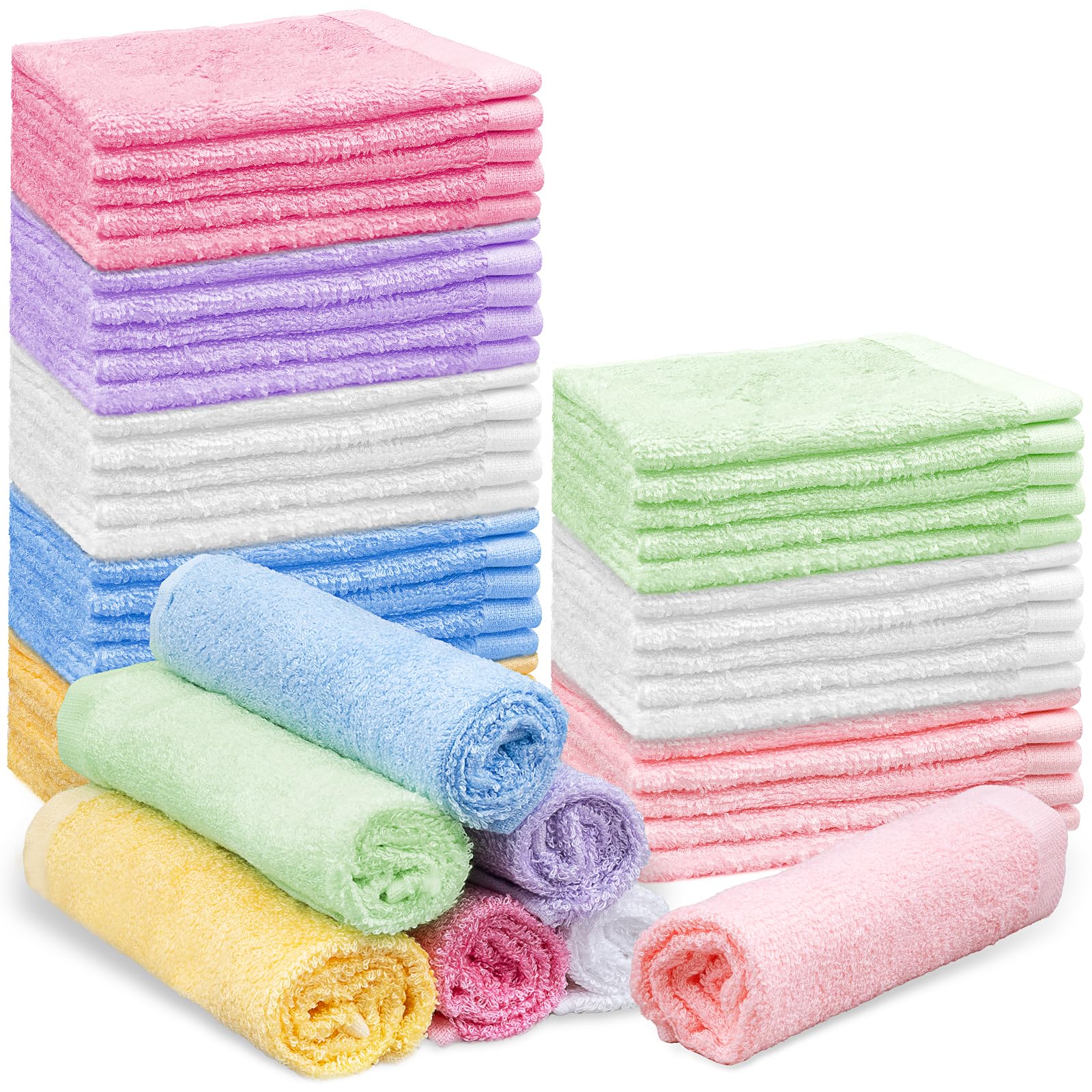 40 Pcs Wash Cloth Bulk, 10 x 10 Inch Cotton Bath Hand Face Washcloths ...