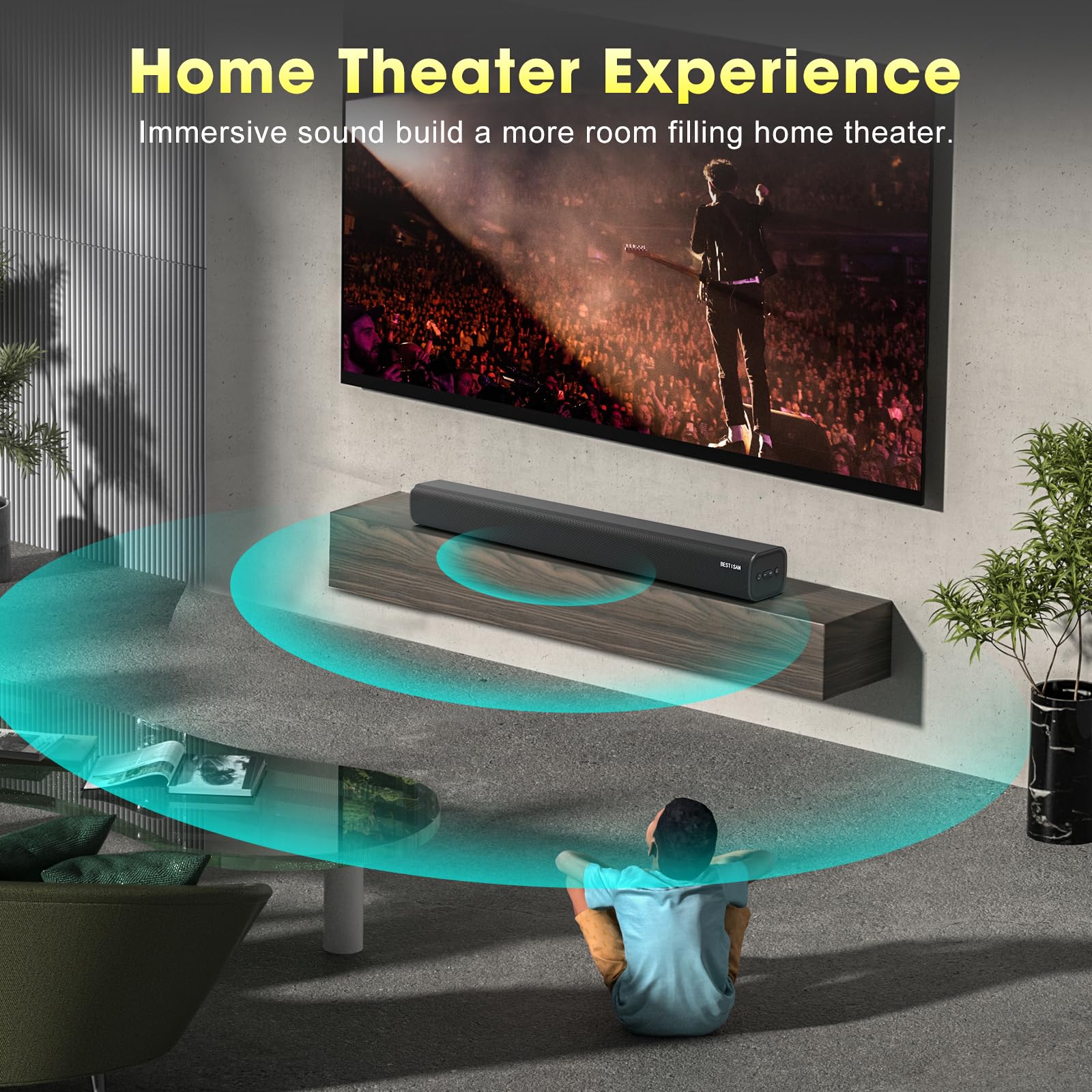 BESTISAN Sound Bars for TV, Sound bar with Bluetooth, HDMI-ARC, Optical ...