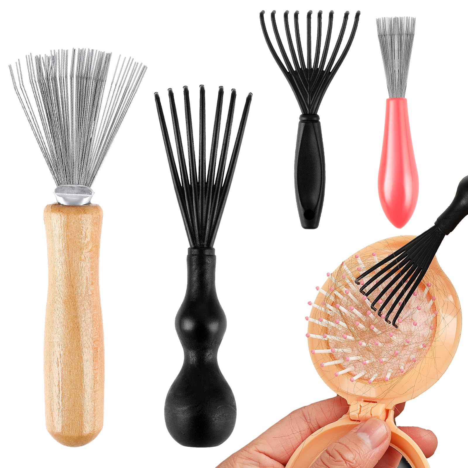 Andibro 4 Pcs Hair Brush Cleaner Tool Set, Hairbrush Cleaning Claws ...