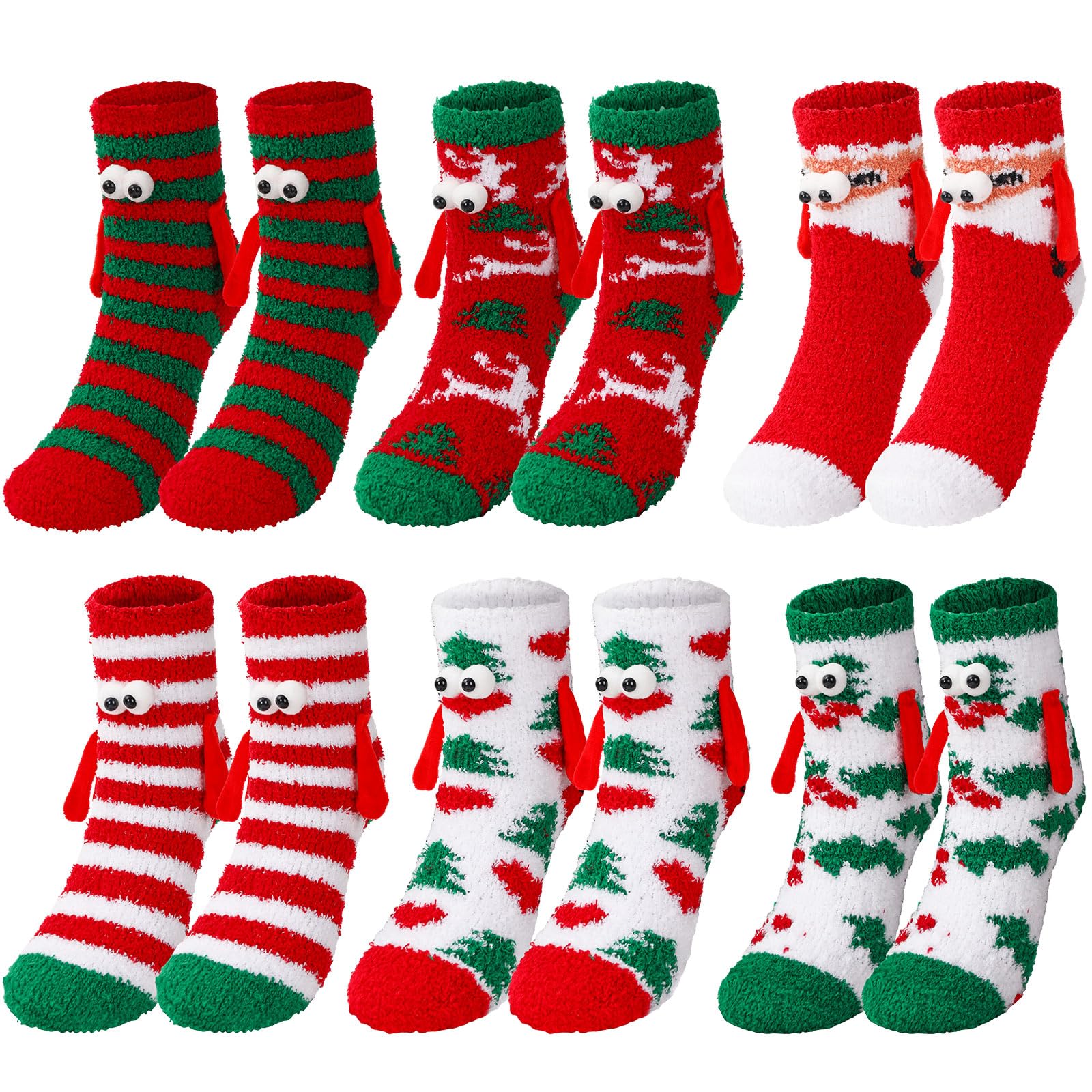 Amazon.com: JarThenaAMCS 6 Pairs Christmas Holding Hands Fuzzy Socks ...