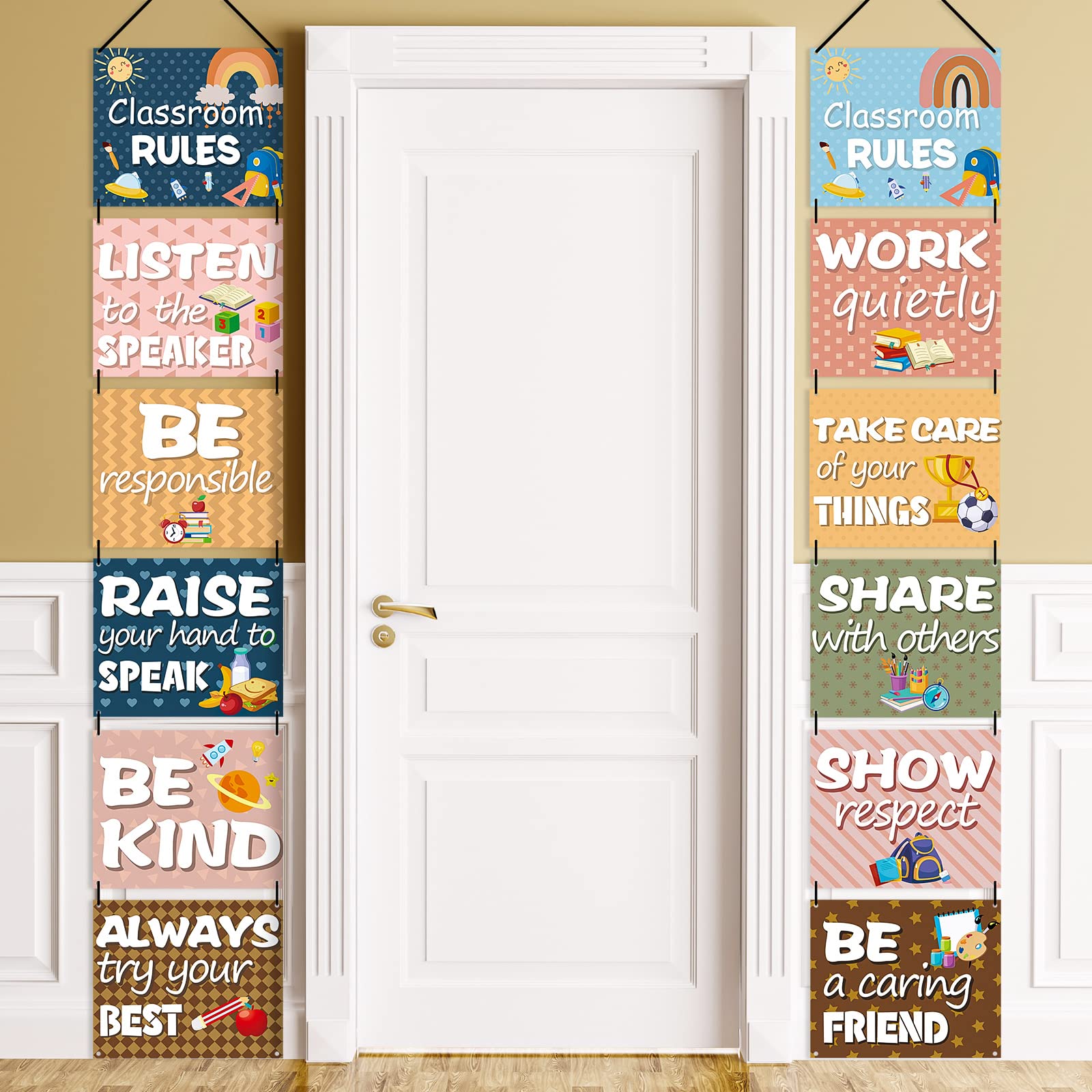 Buy 12 Pieces Classroom Rules s Positive Bulletin Board Decorations for ...