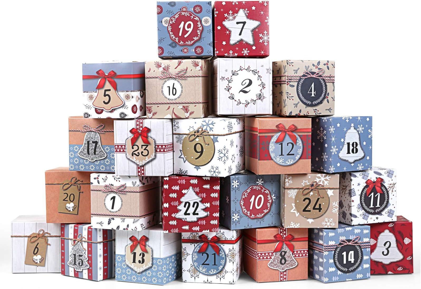 Amazon.com: KESOTE 24 Empty Advent Calendar Boxes to Fill, Christmas ...