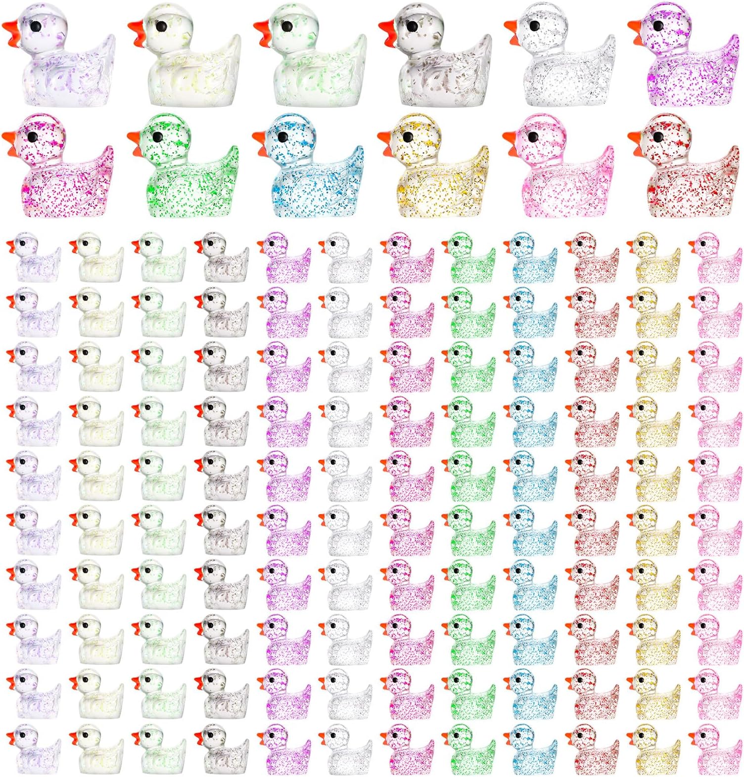 Radsocken 200 PCS Mini Luminous Resin Ducks, Colorful Tiny Ducks Glow ...