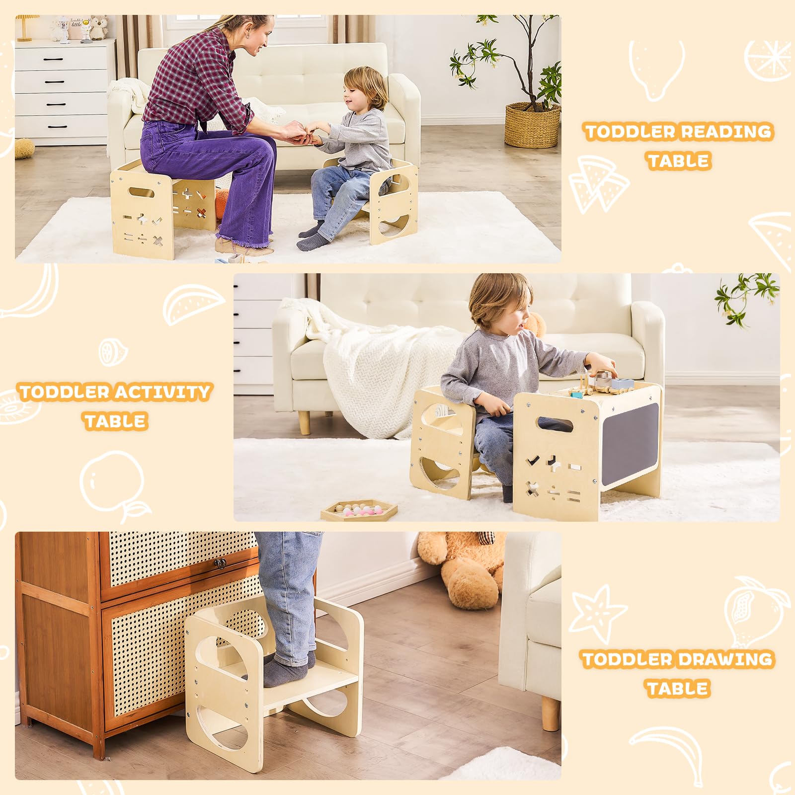 Snapklik.com : Montessori Weaning Table And Chair Set, 1-3 Age Toddler ...