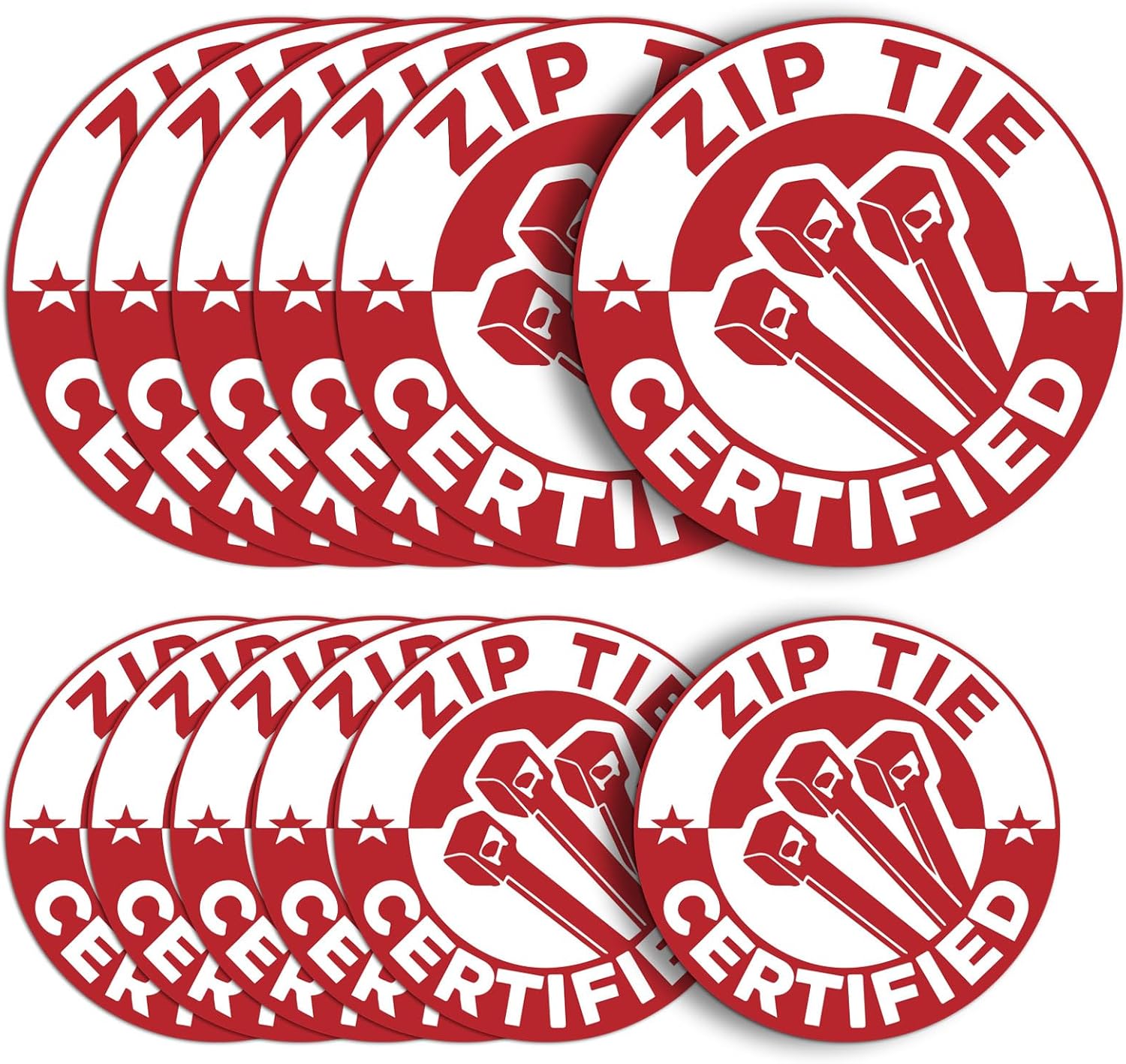 Amazon.com: 12pcs Zip Tie Certified Stickers, 2in 3in Hard Hat ...